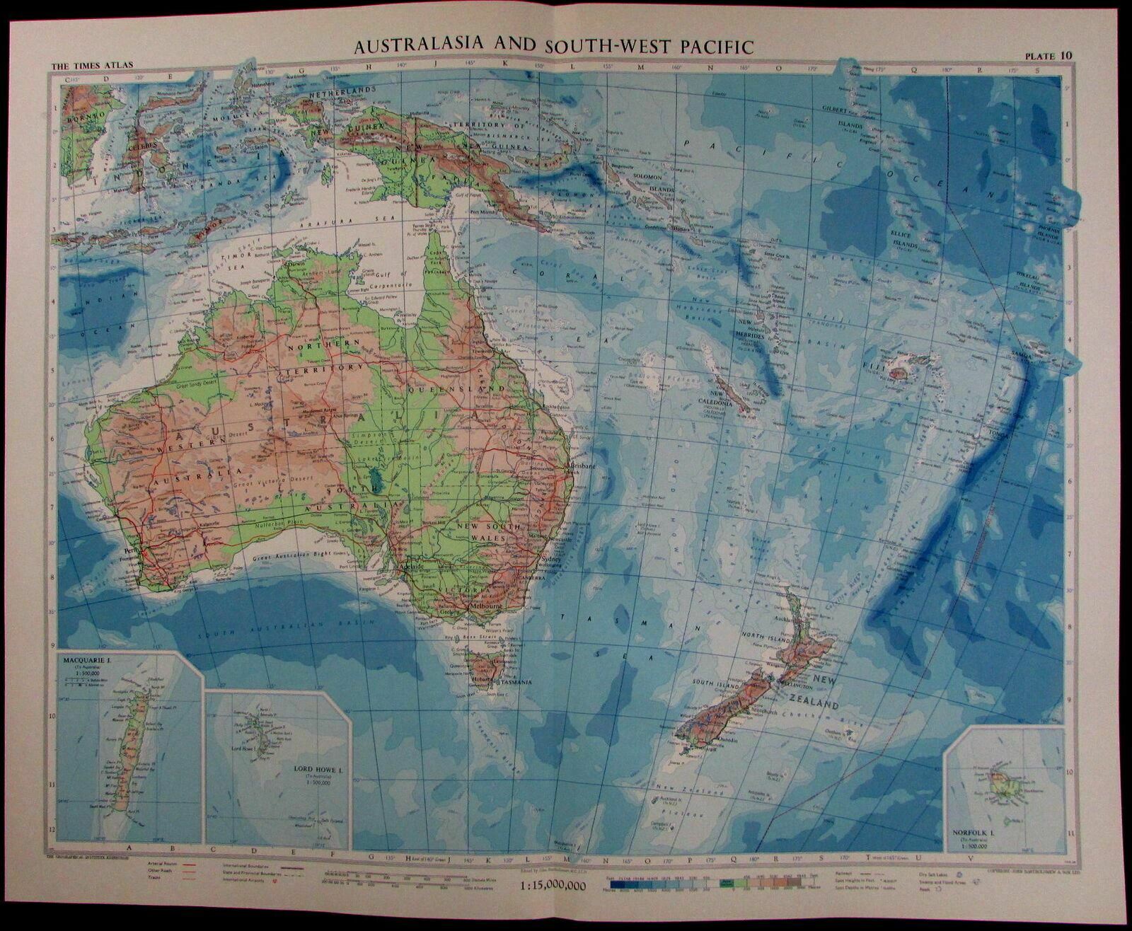Australasia Australia 1959 Bathymetric Pacific Islands Fiji detailed ...