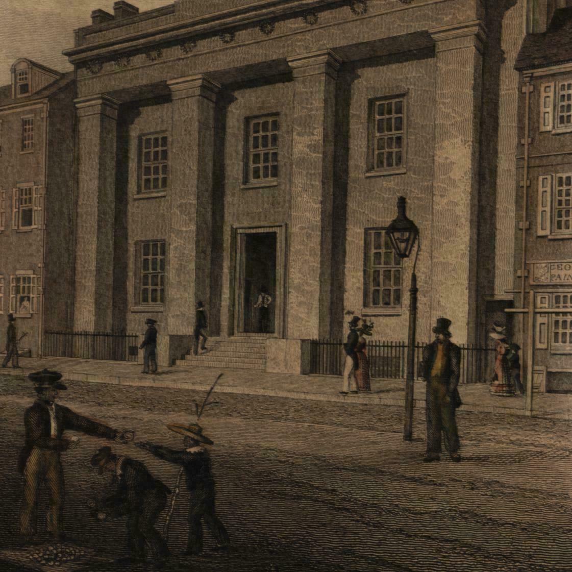 Philadelphia PA Pennsylvania 1830 Franklin Institute old print city ...