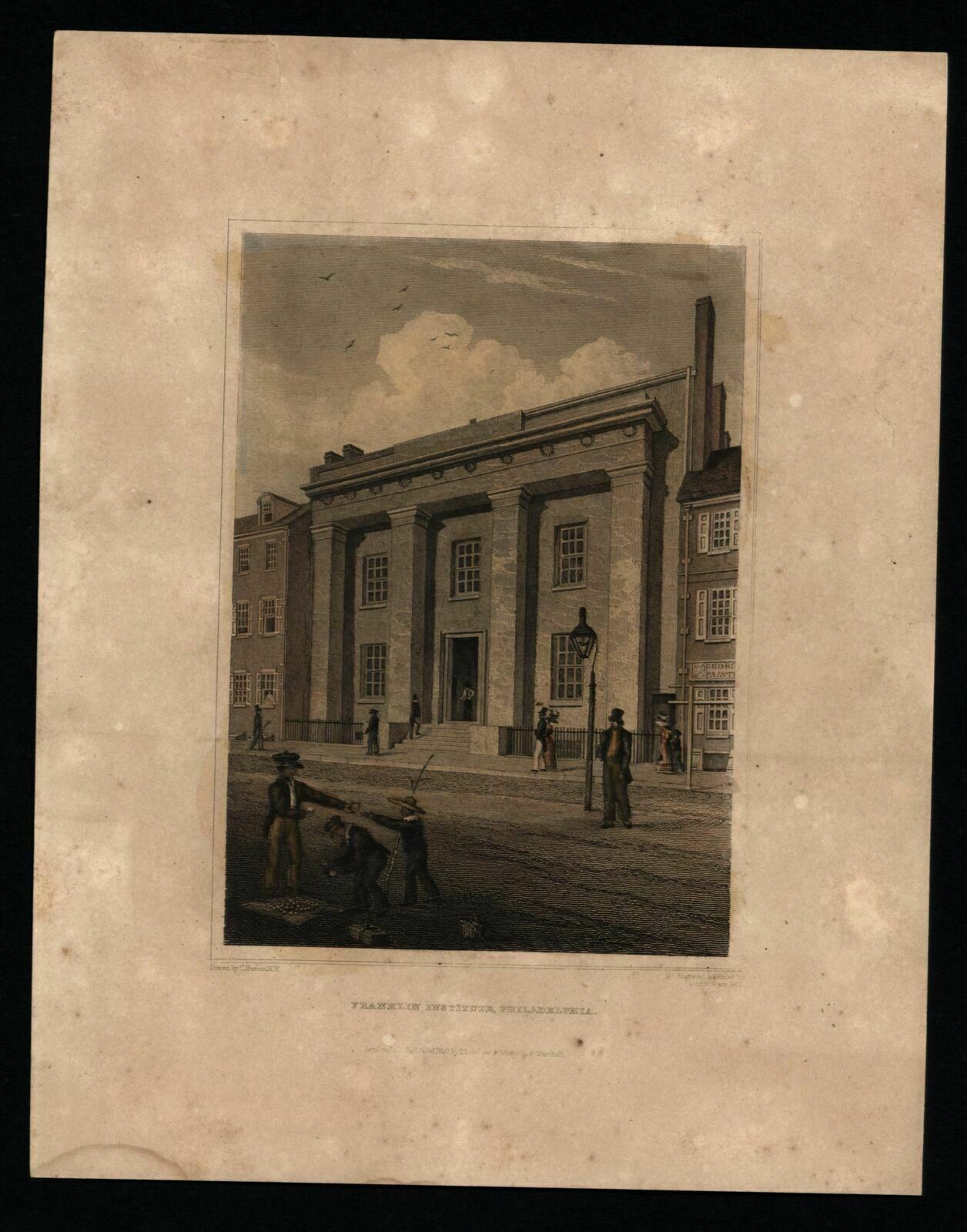 Philadelphia PA Pennsylvania 1830 Franklin Institute old print city ...