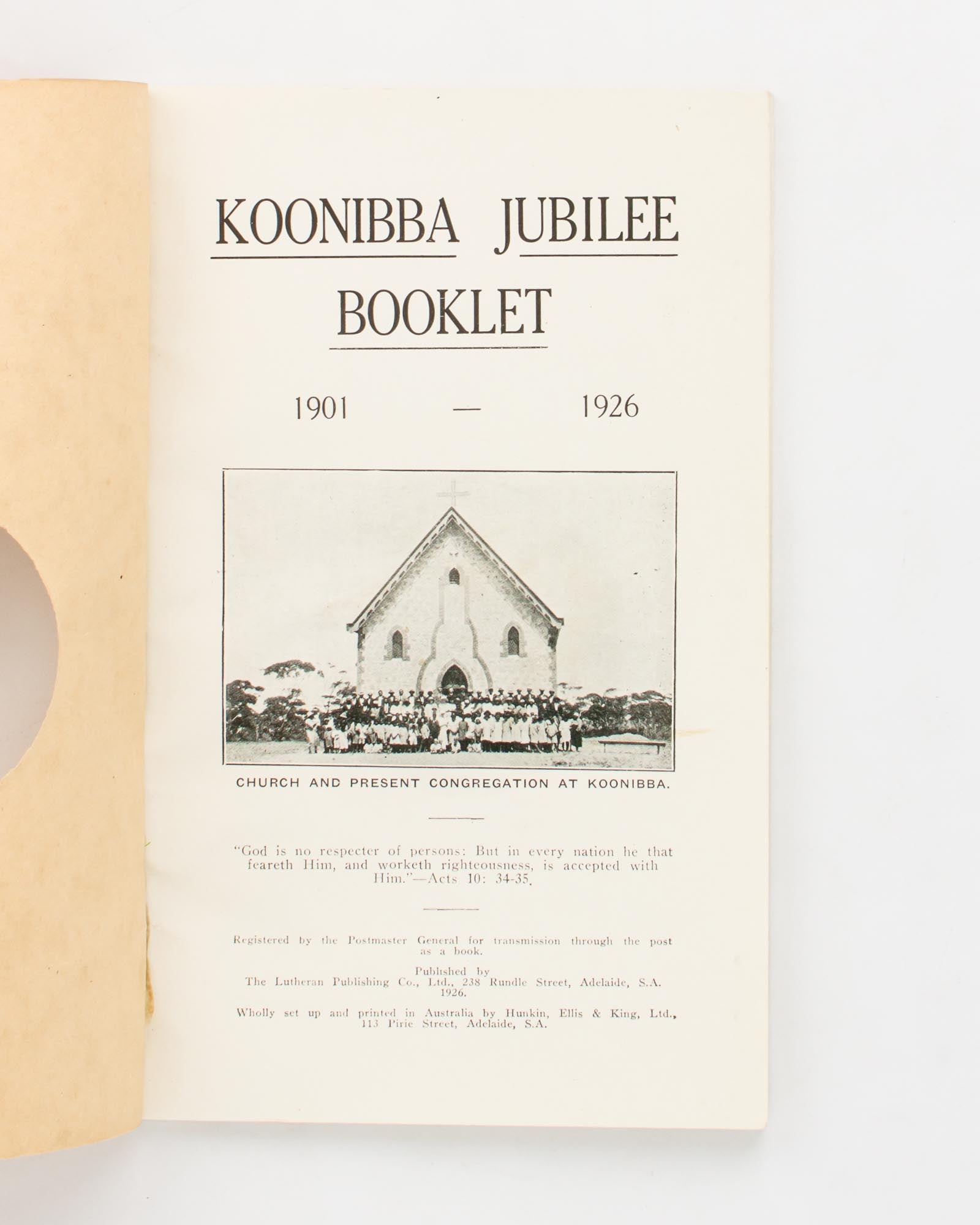 Koonibba Jubilee Booklet, 1901-1926. [Koonibba. 25 Years of Mission ...