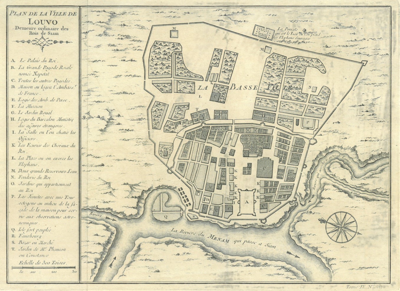 LOP BURI/Thailand. "Plan de la ville de Louvo". Grundrißplan, im ...