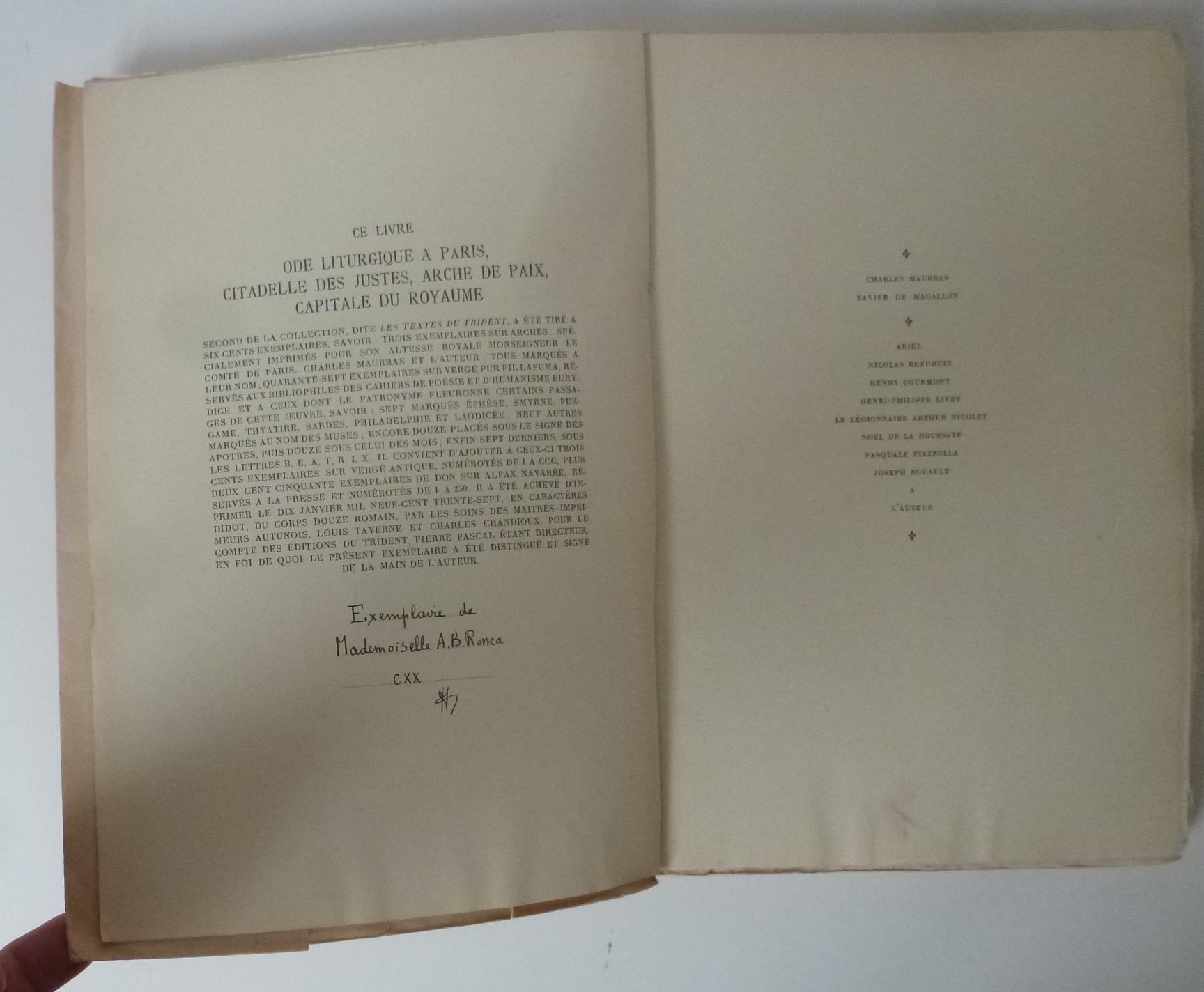 Ode liturgique à Paris. Citadelle des justes, arche de paix, capitale ...