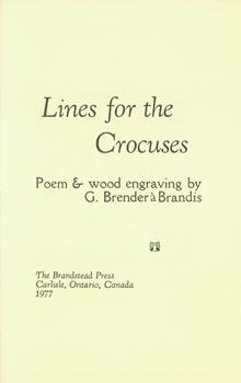 Lines For The Crocuses. Poem & Wood Engraving by G. Brender a Brandis ...