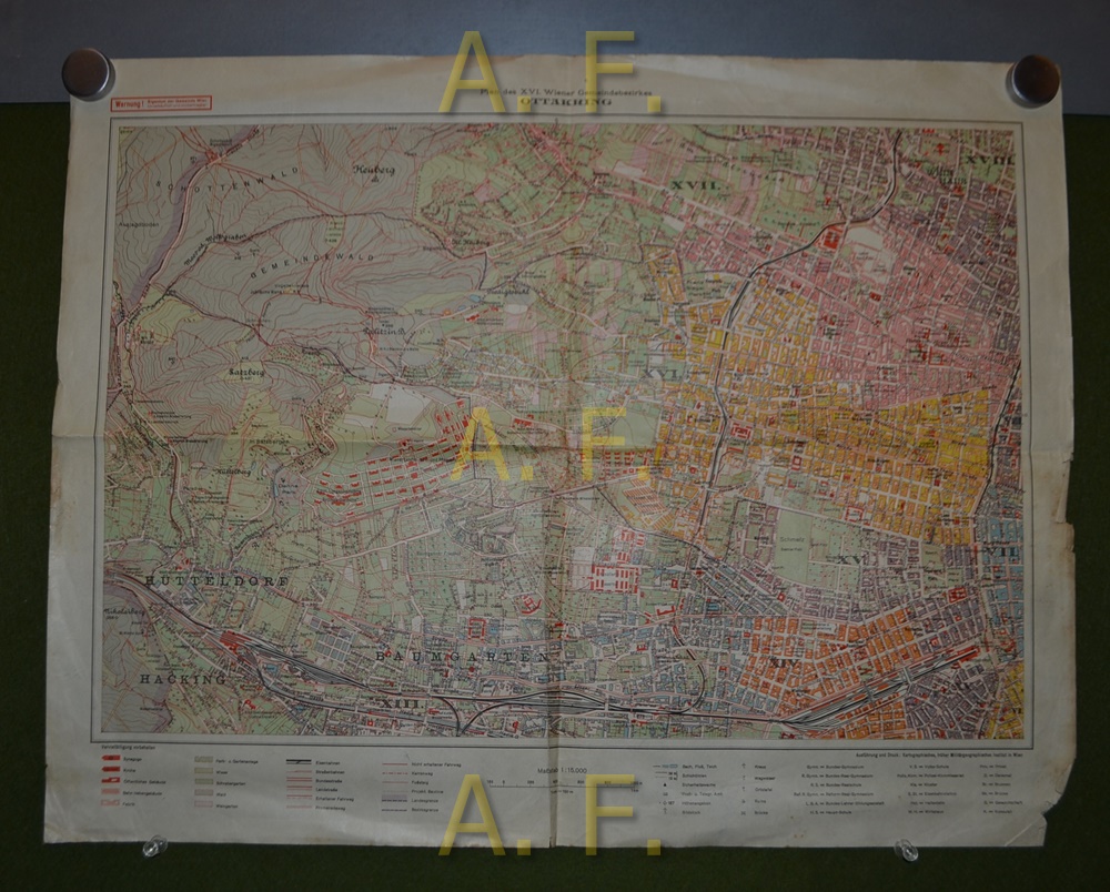 Plan des XVI. Wiener Gemeindebezirkes Ottakring, 1 : 15.000 (ca. 52,5 x ...