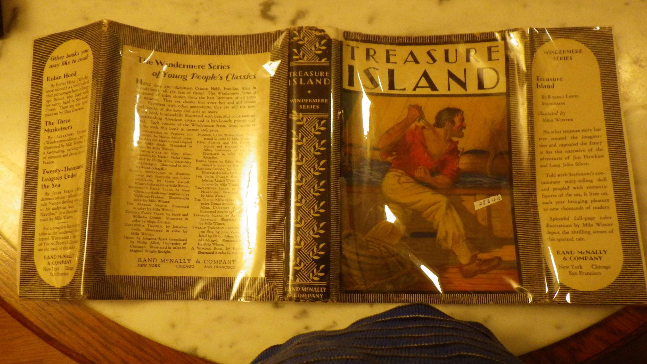 TREASURE ISLAND IN DUSTJACKET ILLUSTRATED BY MILO WINTER, WINDERMERE ...