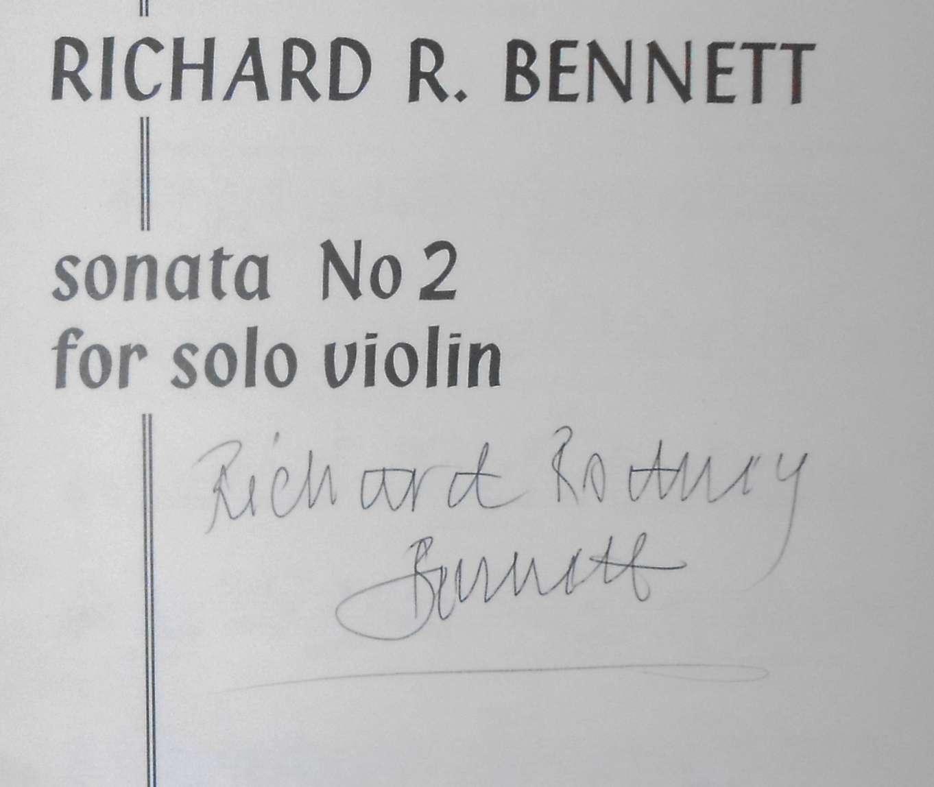 Richard Rodney Bennett - Sonata No 2 for Solo Violin (SIGNED COPY) by ...