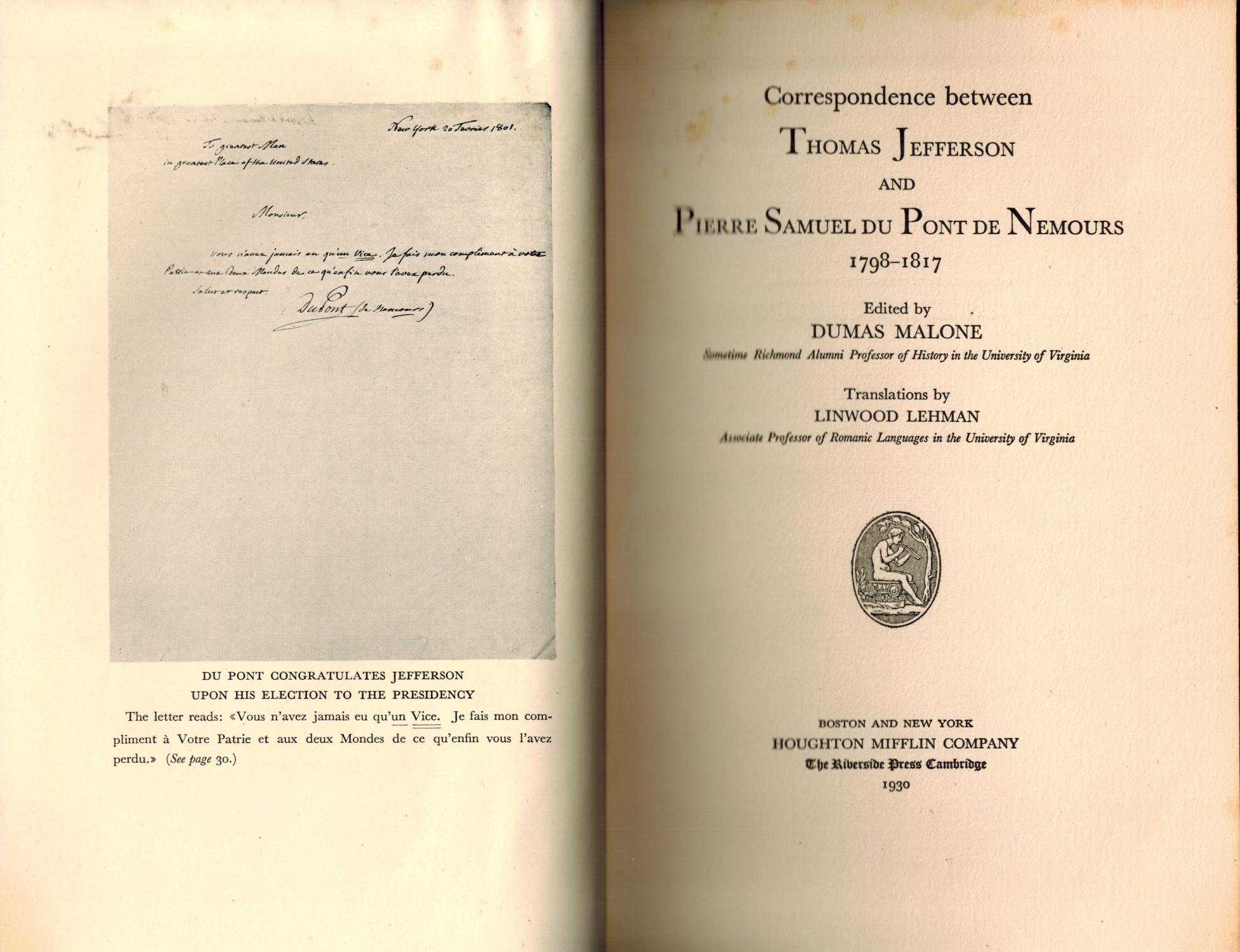 Correspondence Between Thomas Jefferson and Pierre Samuel Du Pont De ...