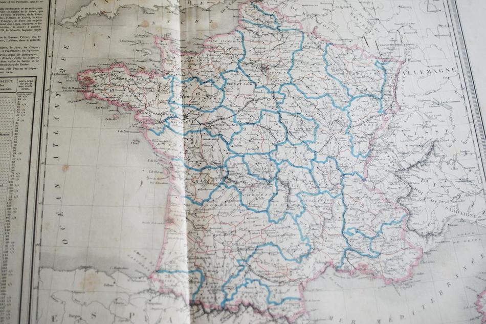 GRANDE CARTE FRANCE COMPARATIVE 1839 CHARLE LETRONNE COULEURS MAP C02 ...