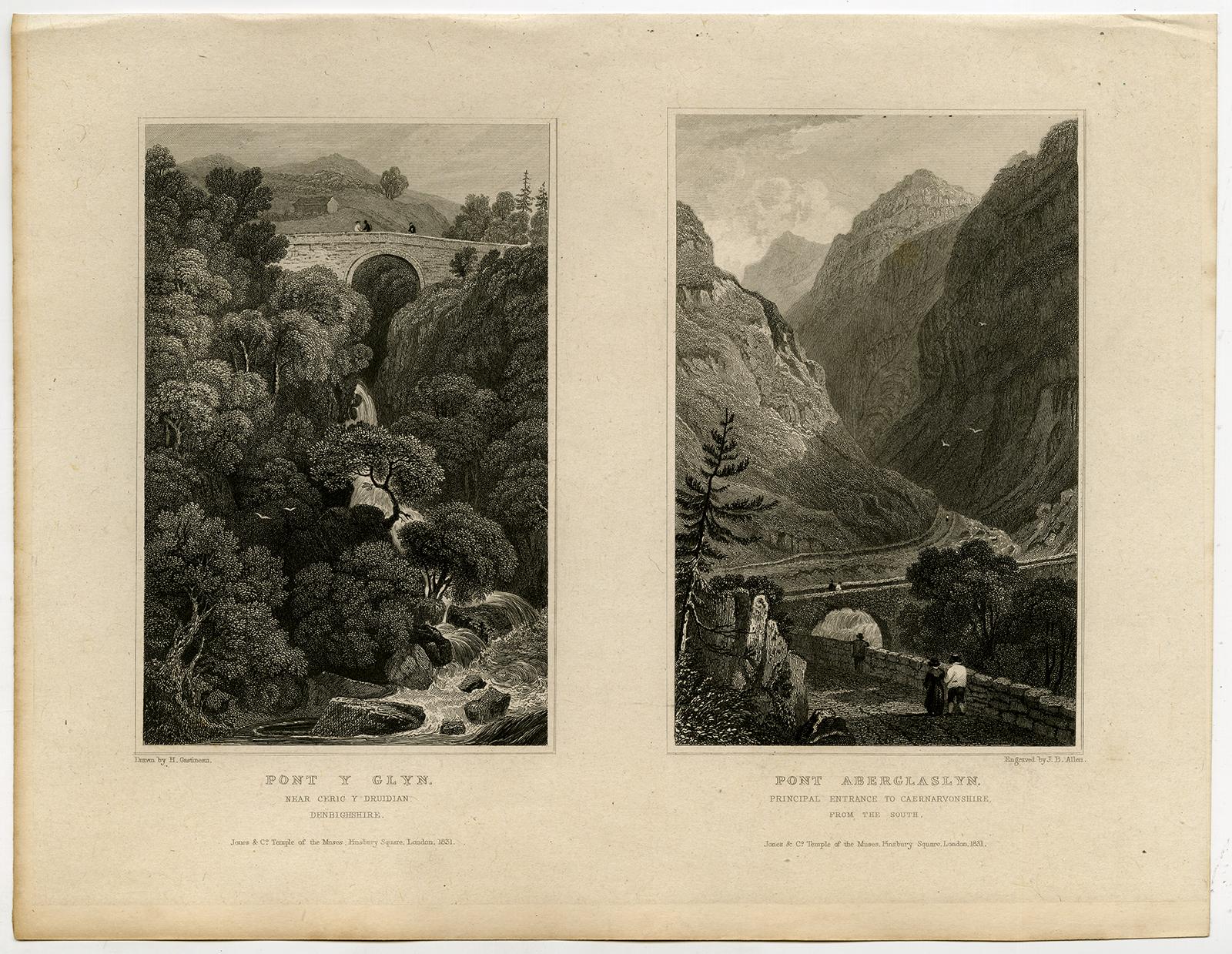 Antique Print-WALES-DENBIGHSHIRE-ABERGLASLYN-GLYN-Gastineau-Allen-1831 ...