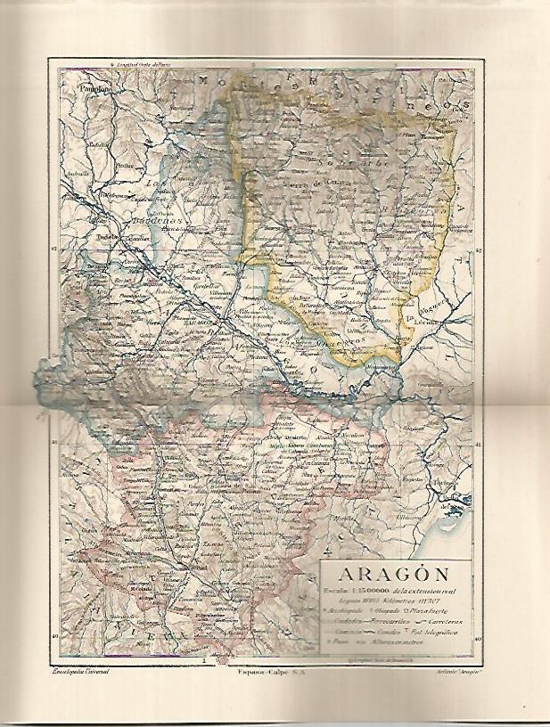 LAMINA ESPASA 26250: Mapa de Aragon de Varios: (1933) Manuscrito | EL ...