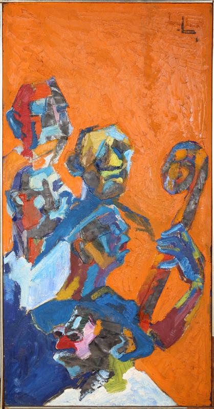 Rene Brochard, Faces de Jazz, New Orleans, Oil and Metal Collage on ...
