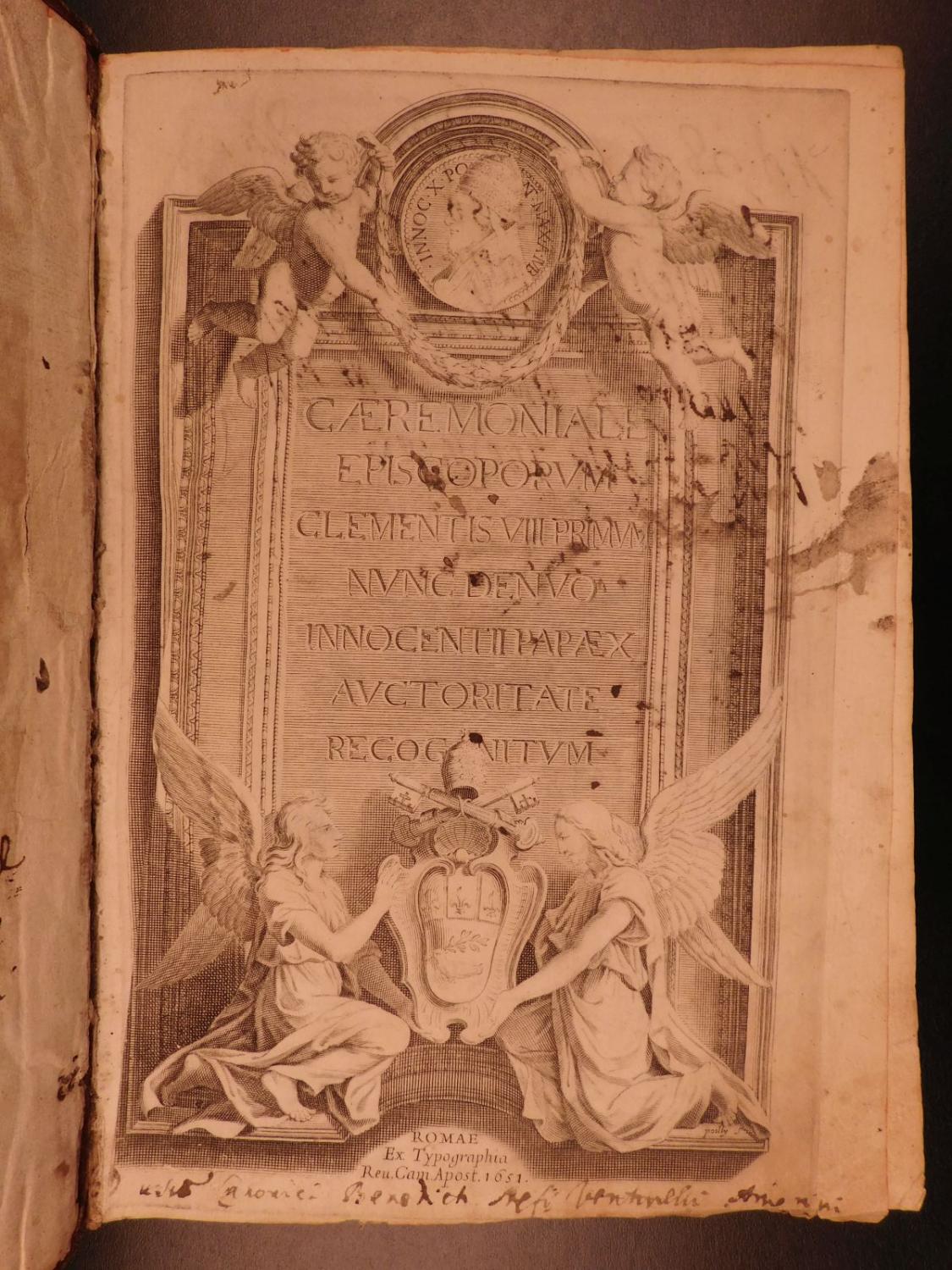 1651 RARE 1st ed Catholic Ceremonial Episcoporum Pope Clement VIII ...