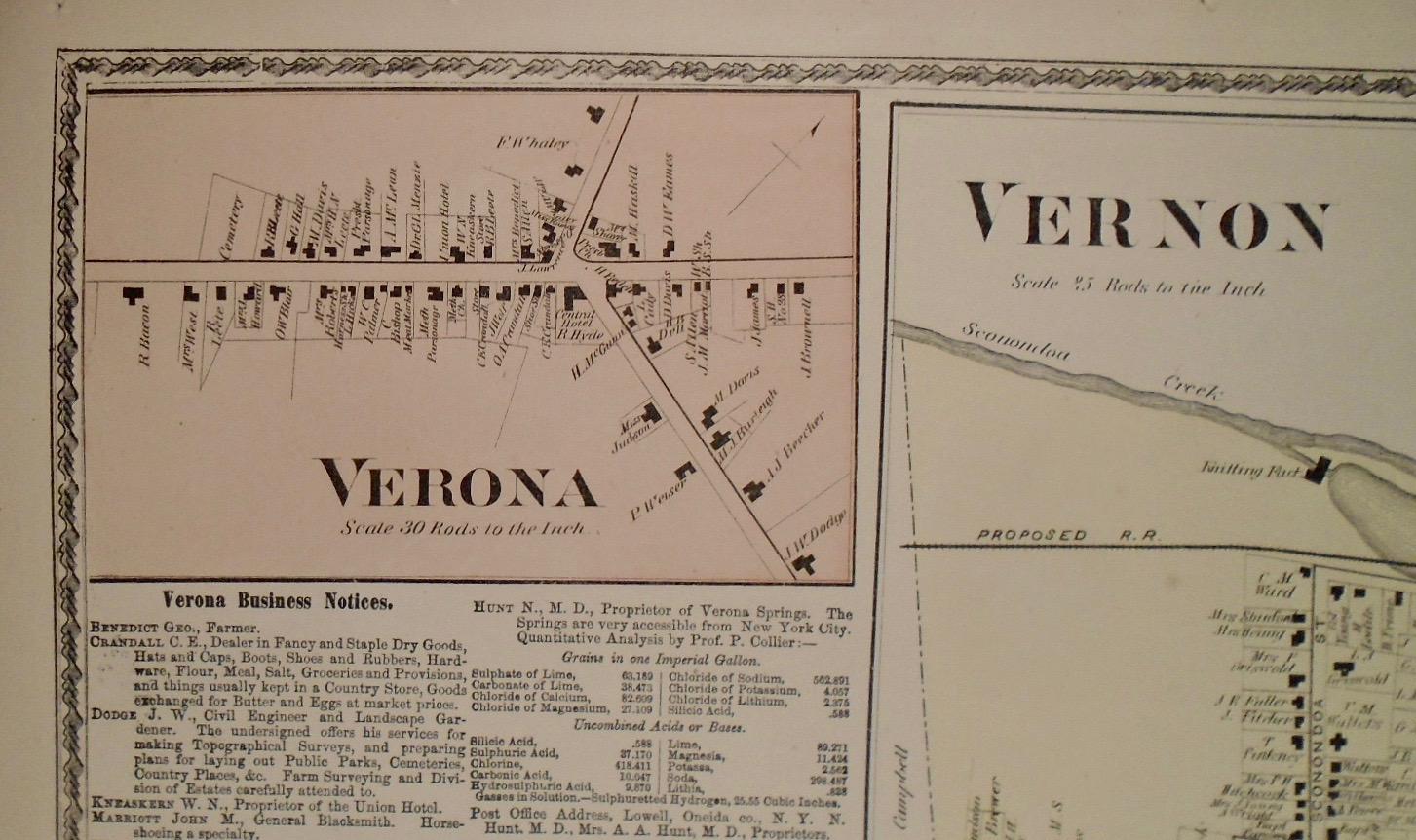 Map of Vernon and Verona, New York by BEERS, D. G.: (1874) | Yesterday ...