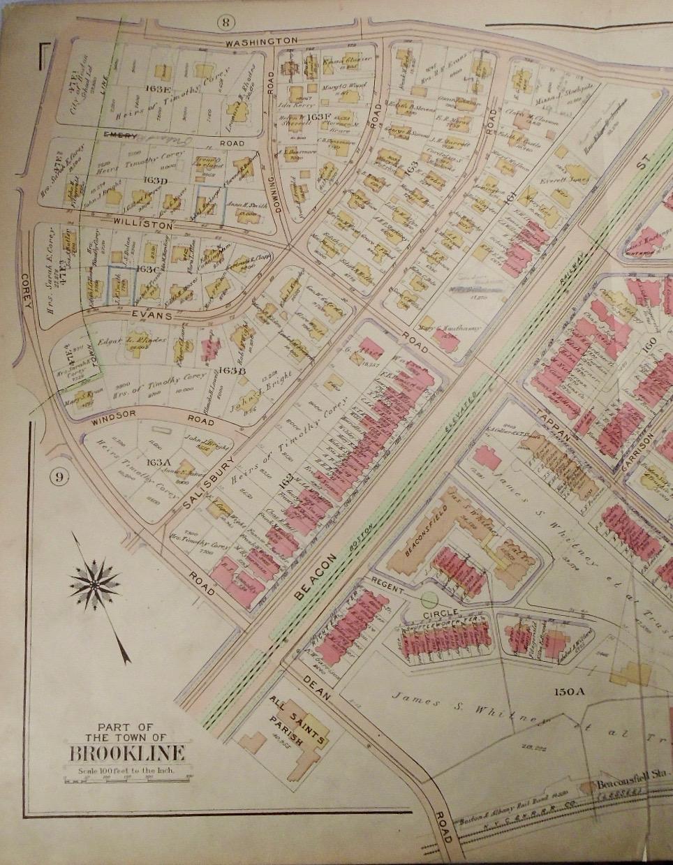Map of Part of Brookline, Massachusetts by BROMLEY, G.W.: (1913 ...