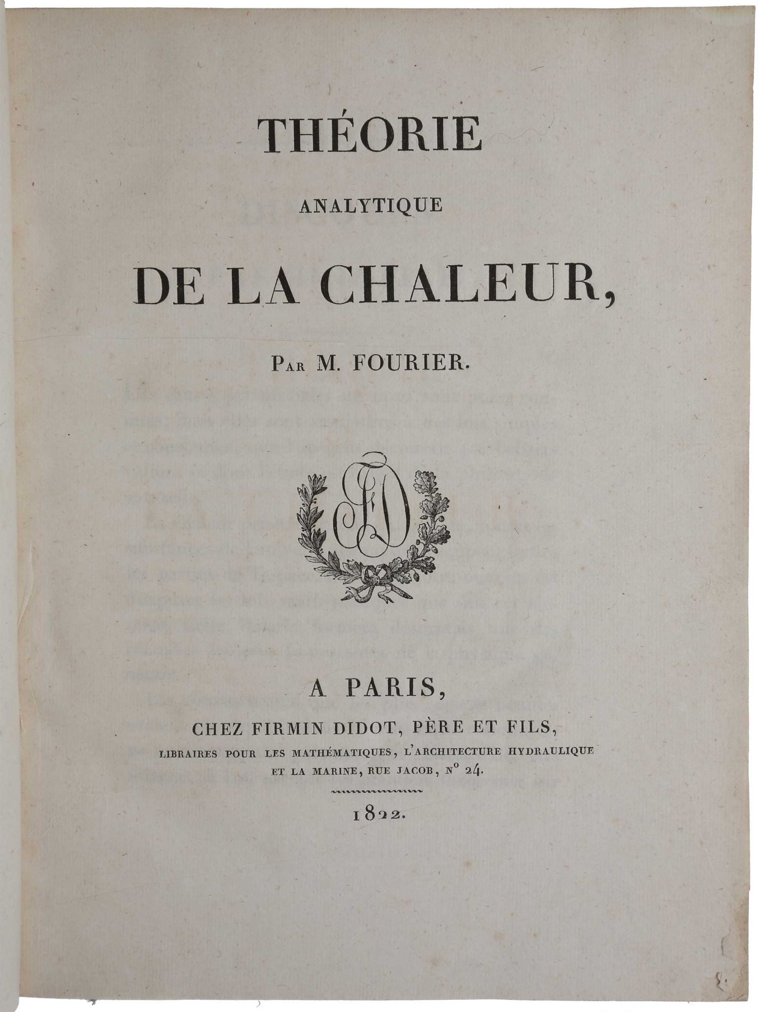Théorie Analytique de la Chaleur de FOURIER, Jean-Baptiste-Joseph ...