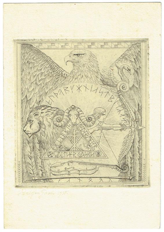 Exlibris Niedermeier, 1938 von Gasch, Walther (1886 Leipzig - 1962 Dens ...