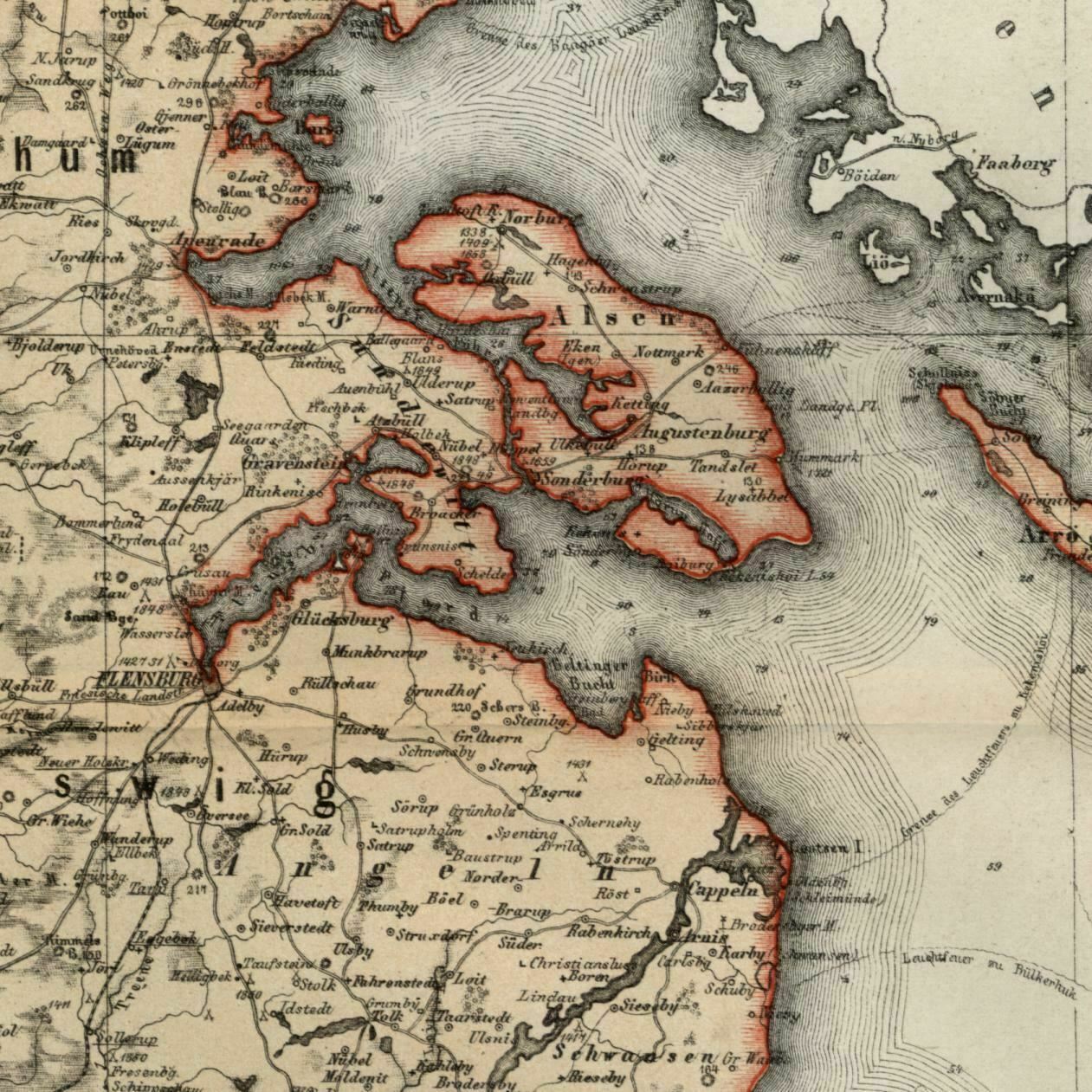Duchy of Schleswig Germany Denmark region 1867 Meyer detailed nice ...