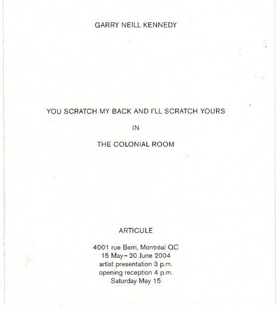 You Scratch My Back And Ill Scratch Yours In The Colonial Room Von Garry Neill Kennedy Neu Kein