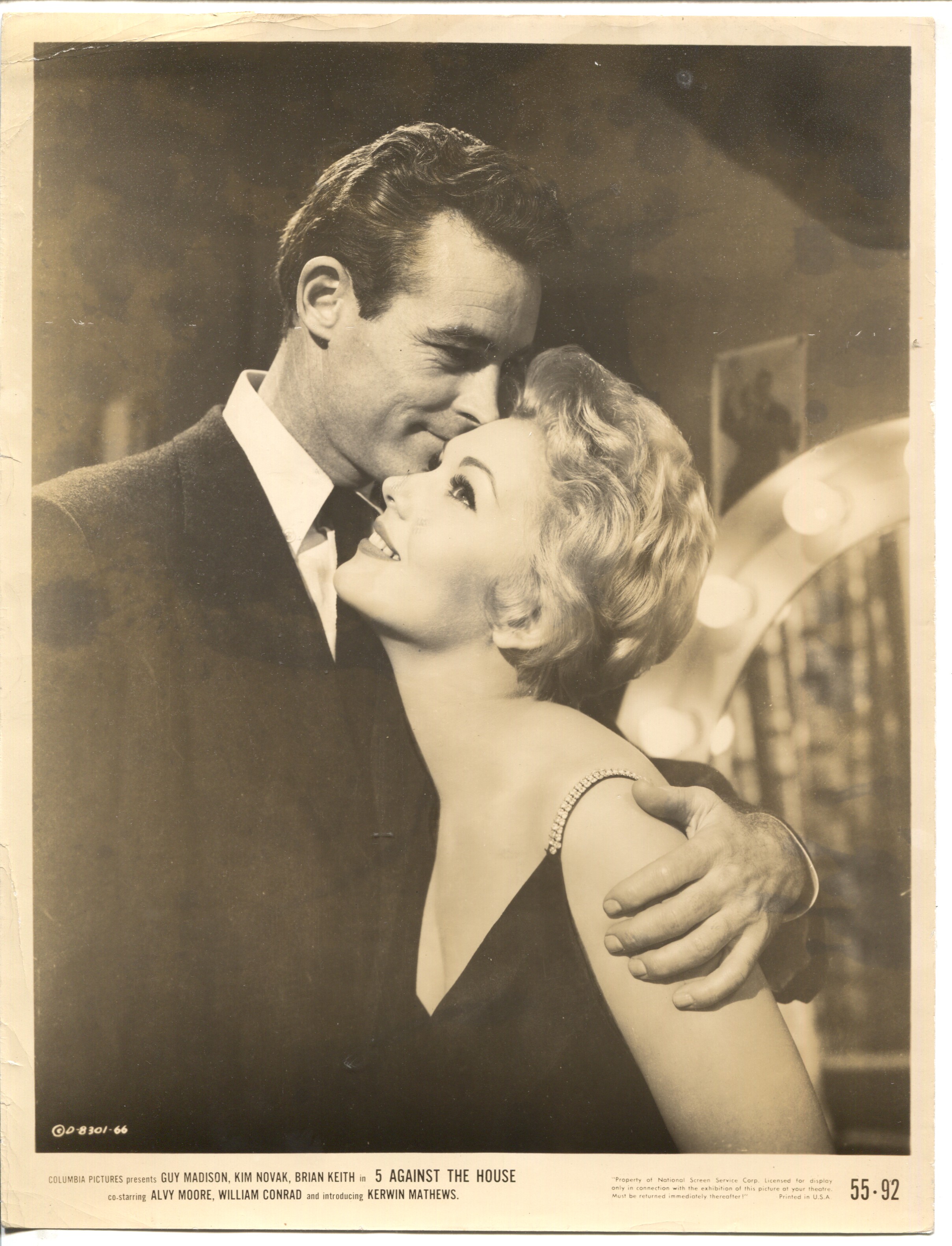 5 Against The House 1955 Bandw Still Kim Novak Guy Madison Vg 1955