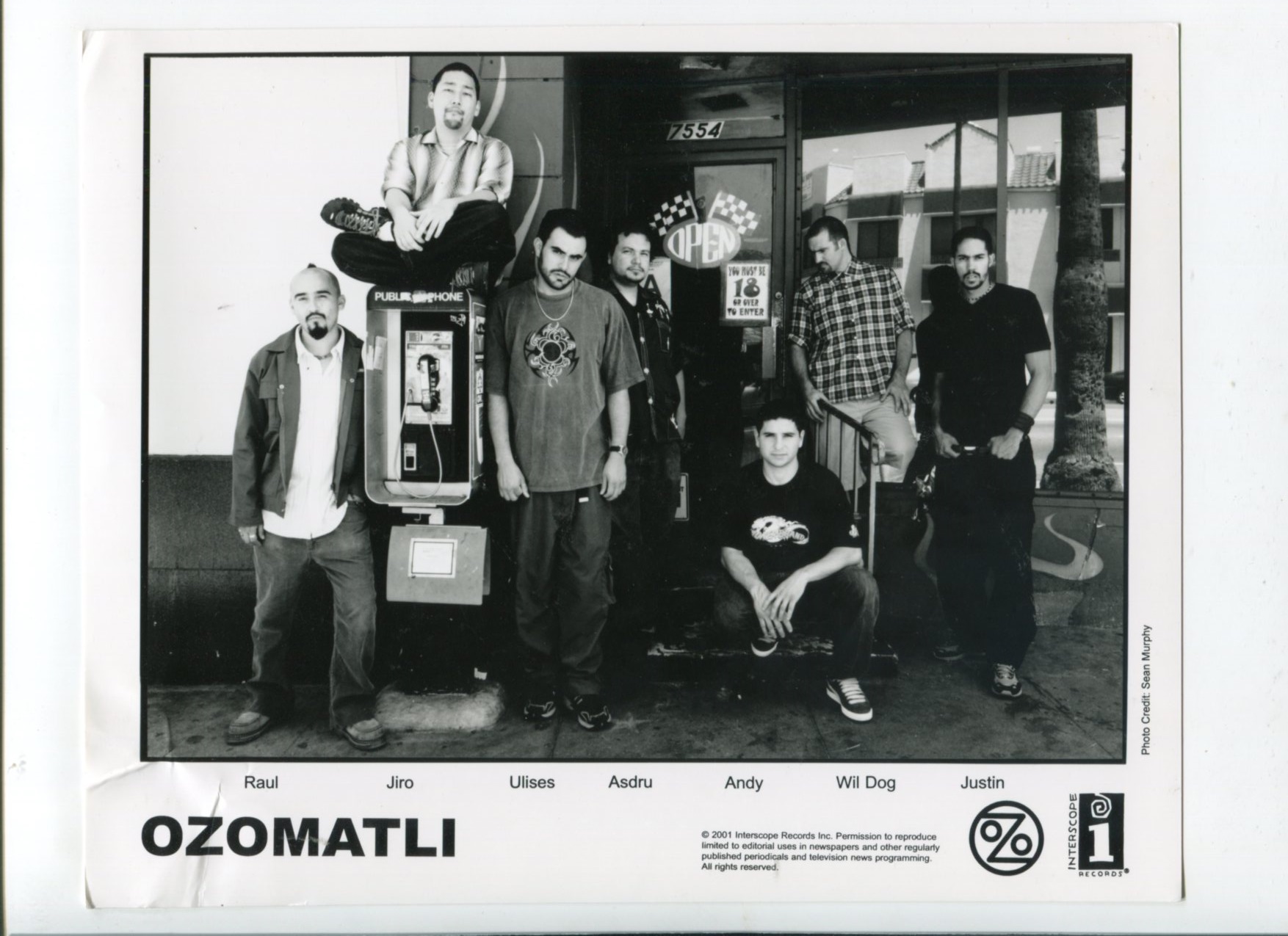 Ozomatli-Raul, Jiro, Ulises, Asdru, Andy, Wil Dog, and Justin-B&W-Still ...