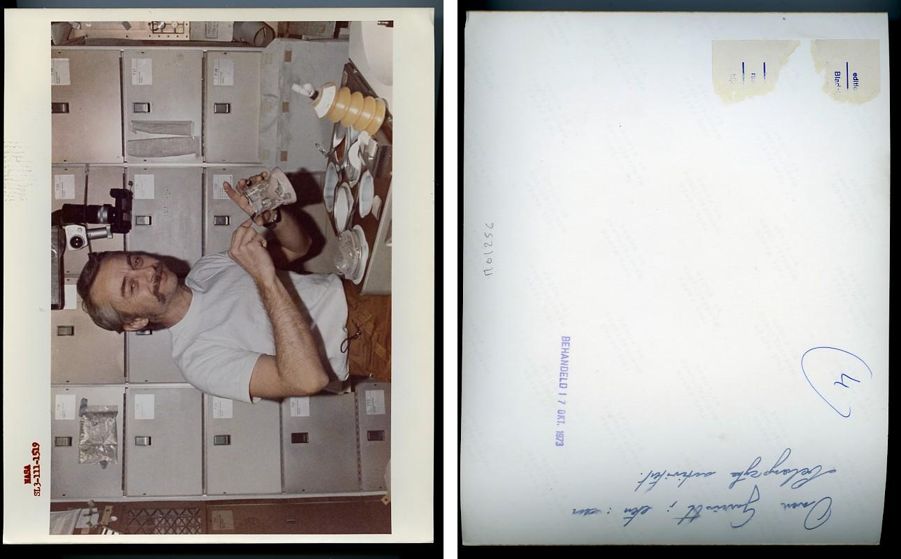 USA Space Rocket Skylab 3 Astronaut Owen Garriott Meal Time Old Photo ...