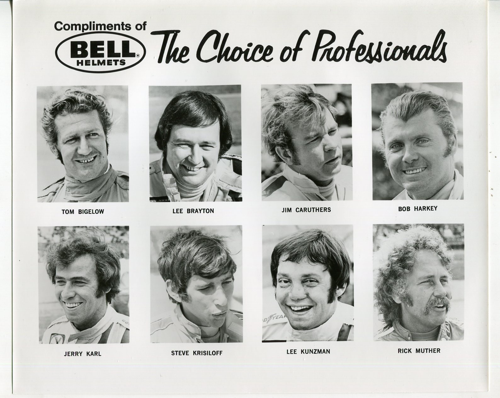 USAC Indy Car Drivers-Bell Helmets-Tom Bigelow-Lee Brayton-8x10-Racing ...