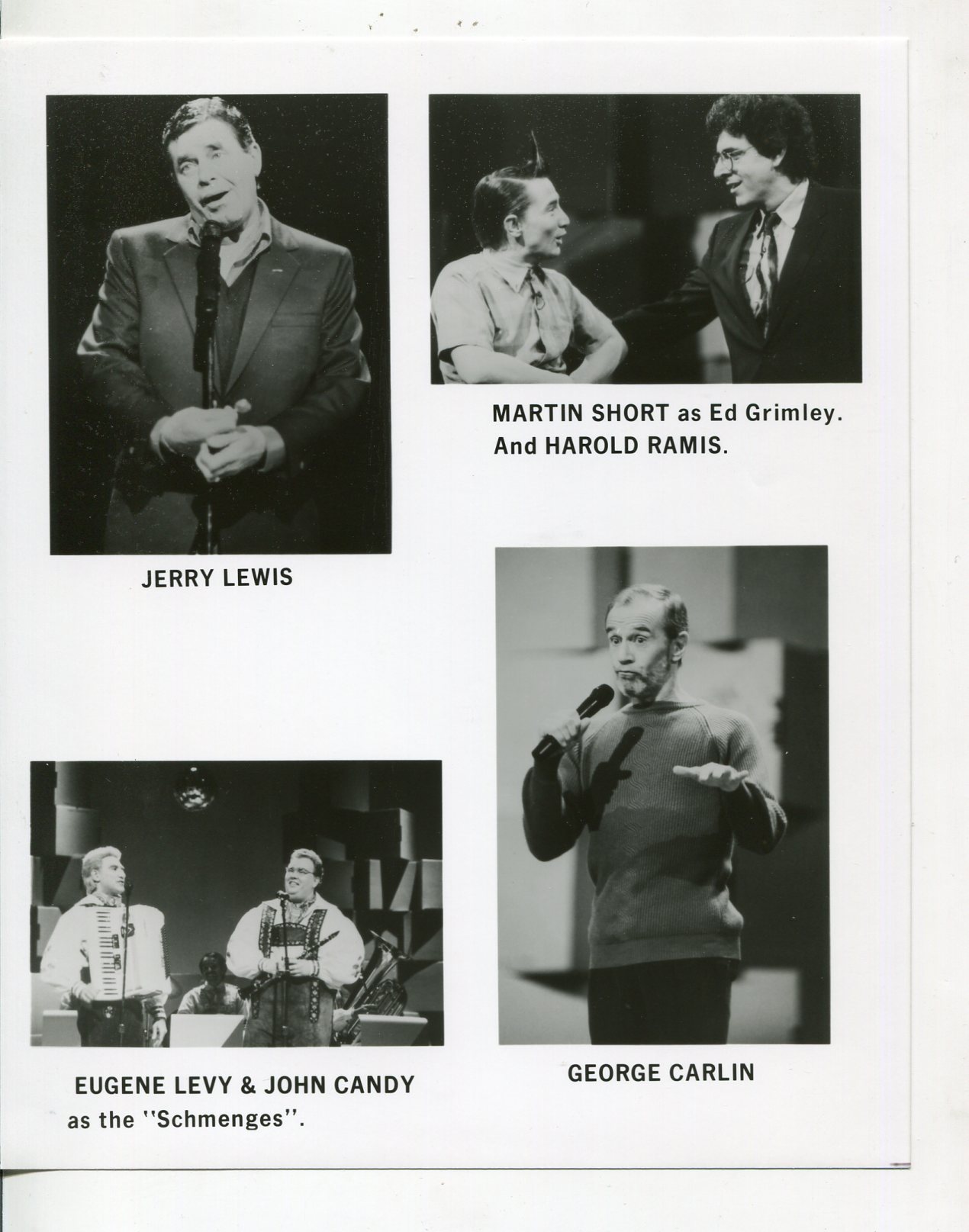 Six Comedians-Jerry Lewis-George Carlin-Martin Short-John Candy-8x10-B ...