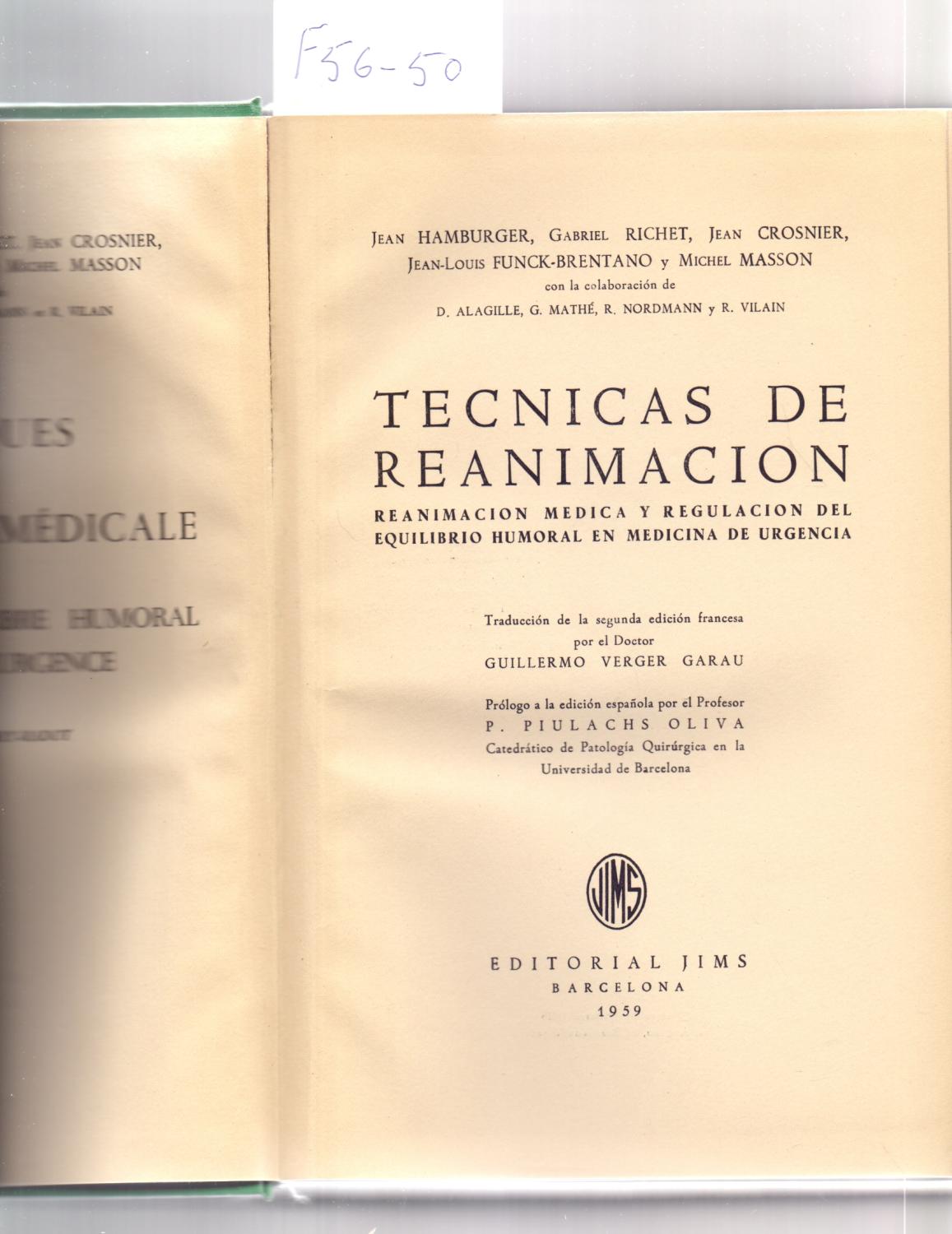 TECNICAS DE REANIMACION - REANIMACION MEDICA Y REGULACION DEL ...