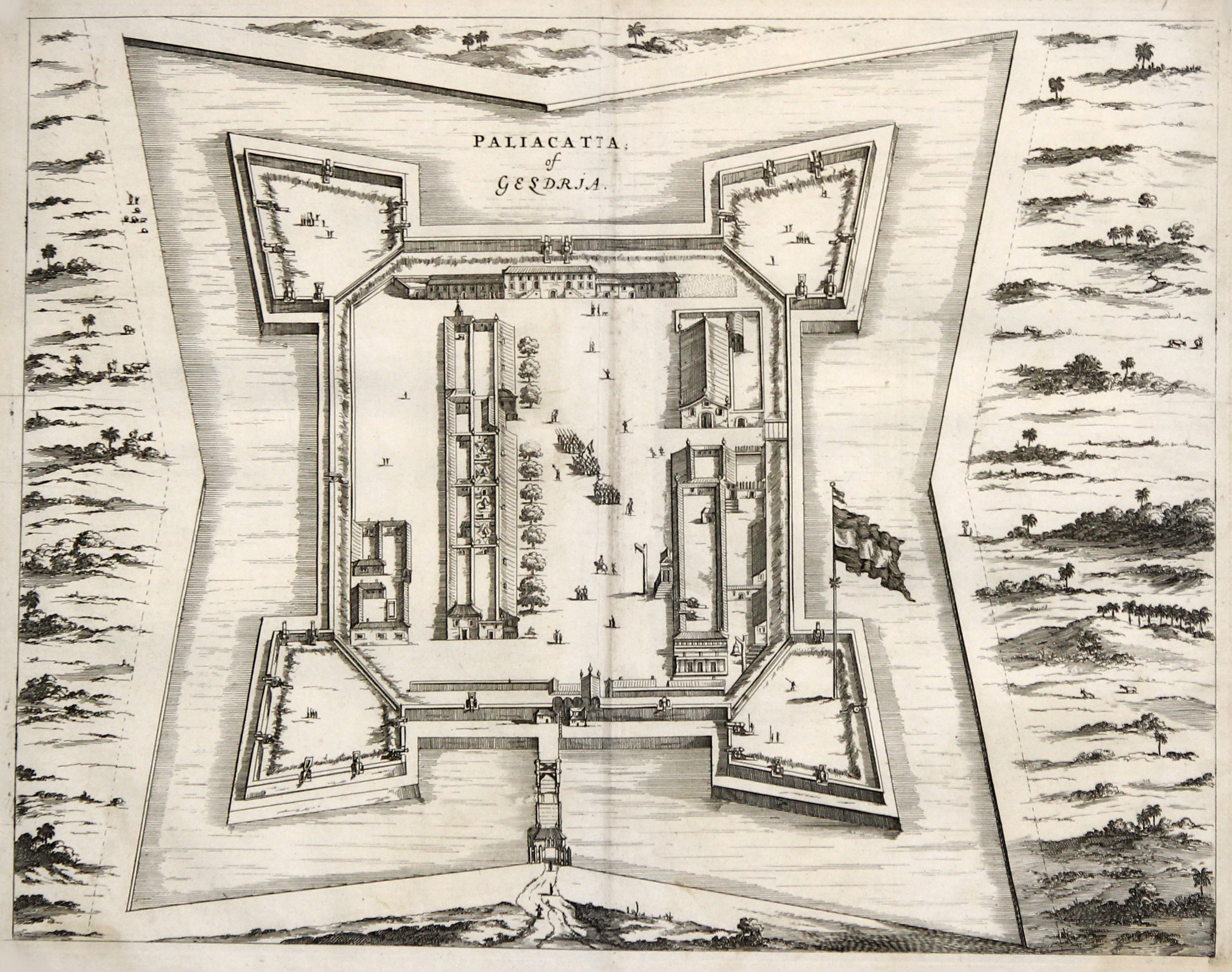 Teilansicht, Fort aus der Vogelschau, "Paliacatta of Geldria". von ...