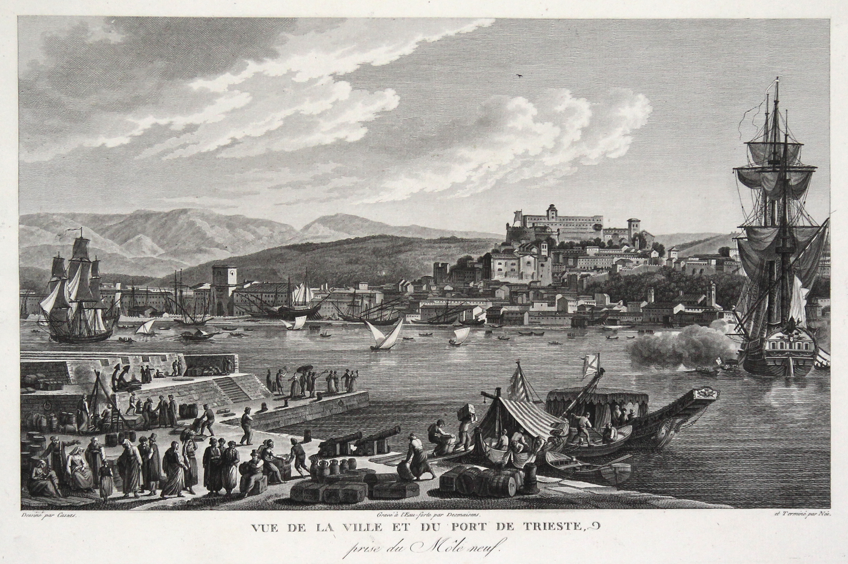 Gesamtansicht, "Vue de la ville et du Port de Trieste, prise du Môle ...