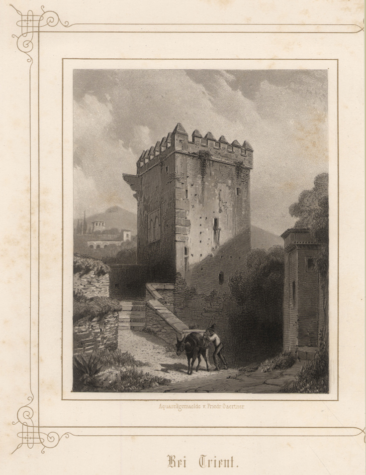 Teilansicht, Turm der Stadtmauer, "Bei Trient". by Trient ( Trento ...