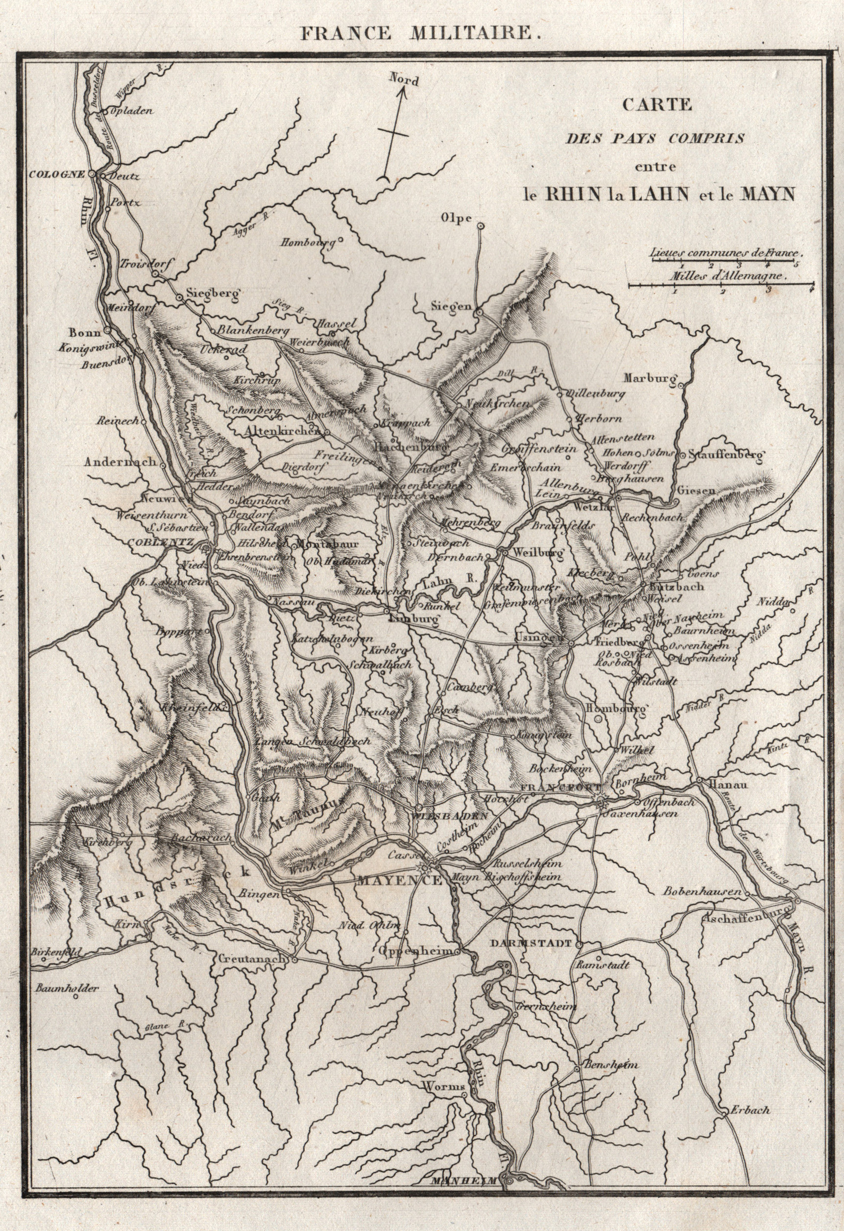 Stst.- Karte, aus France Militaire, "Carte des pays compris entre le ...