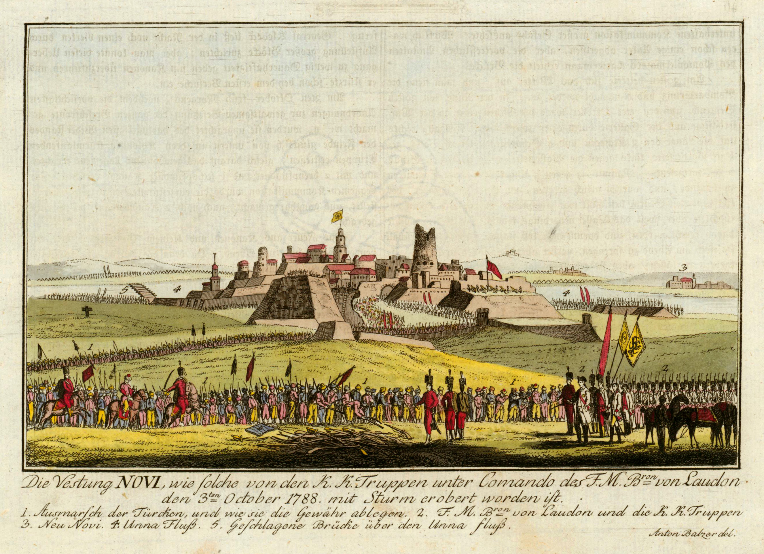 Gesamtansicht, mit Darstellung des Abzuges der türk. Truppen nach der ...