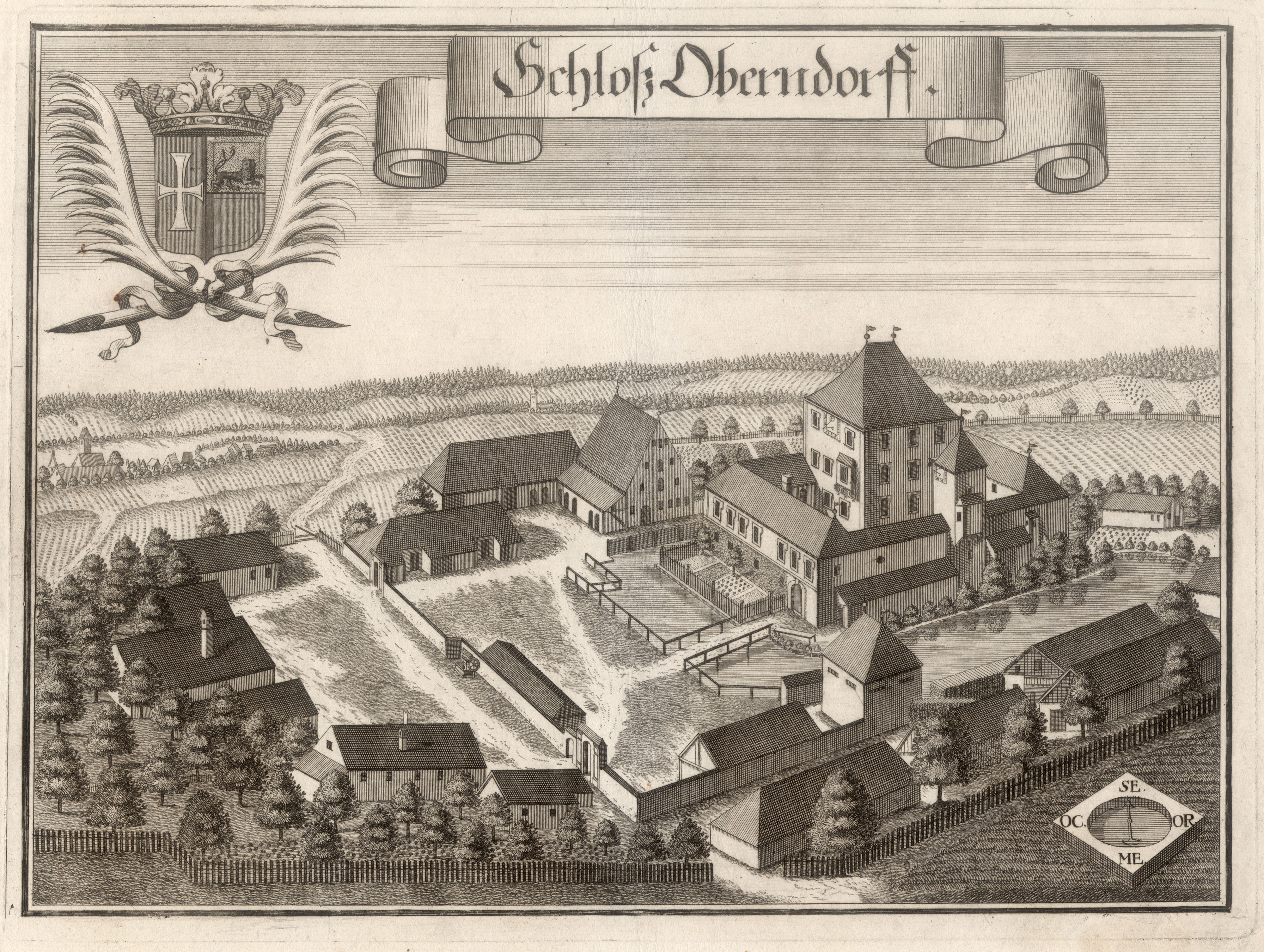 Teilansicht, Schloßansicht, "Schloß Oberndorff". von Oberndorf/a. d ...