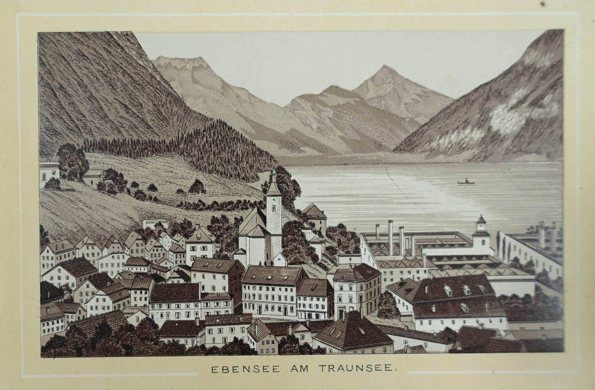 Ebensee am Traunsee. Zinkographie um 1890, 6 x 10 cm von Ebensee: Kunst ...