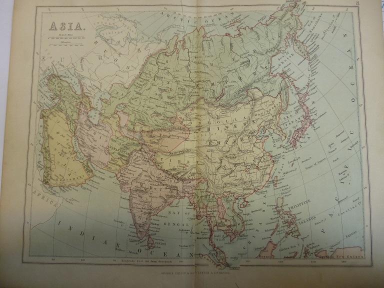 Map Of Asia Nr 21 From Philips Comprehensive Atlas 1852 De Philip