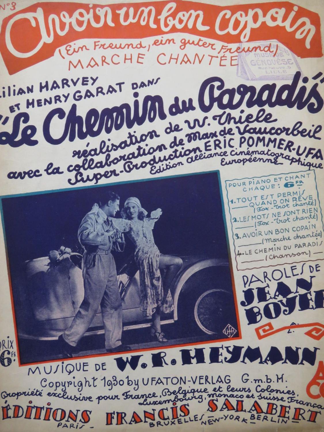 HEYMANN W. R. Avoir un bon copain Chant Piano 1931 by HEYMANN W. R ...