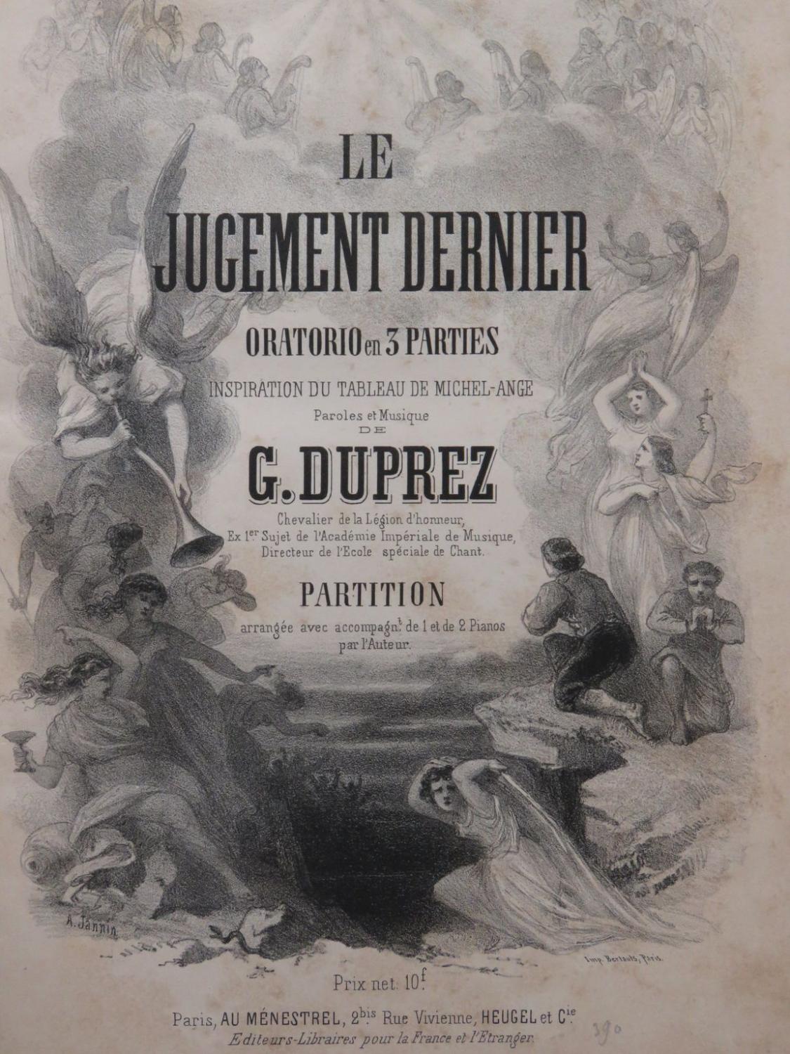 DUPREZ Gilbert-Louis Le Jugement Dernier Oratorio Chant Piano 1869 by ...