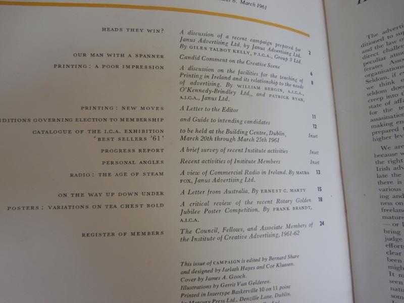 campaign; Journal of Institute of creative advertising by Bernard Share ...