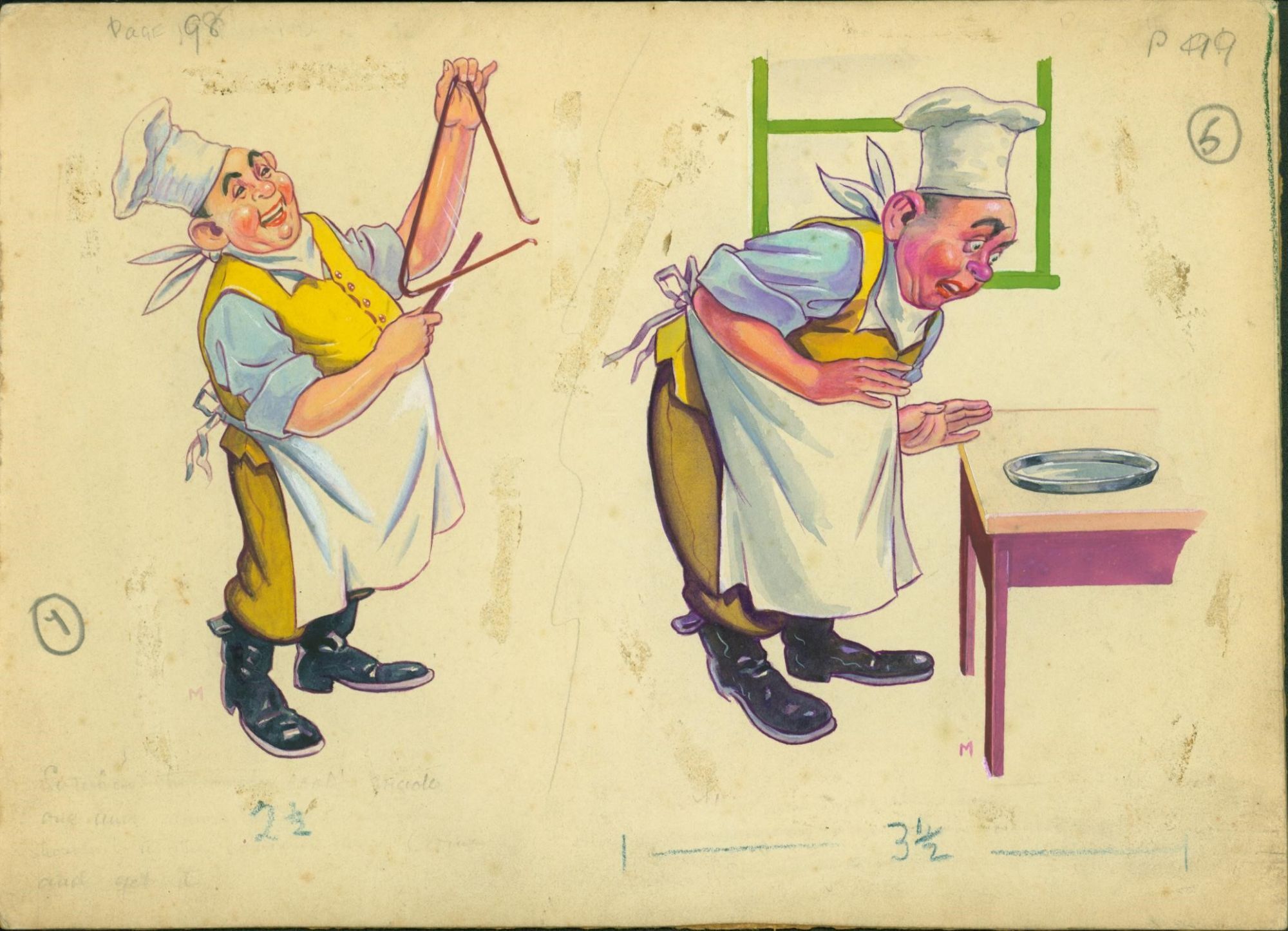 Two Chefs [Original illustration]: Ephemera (1950) | Eureka Books