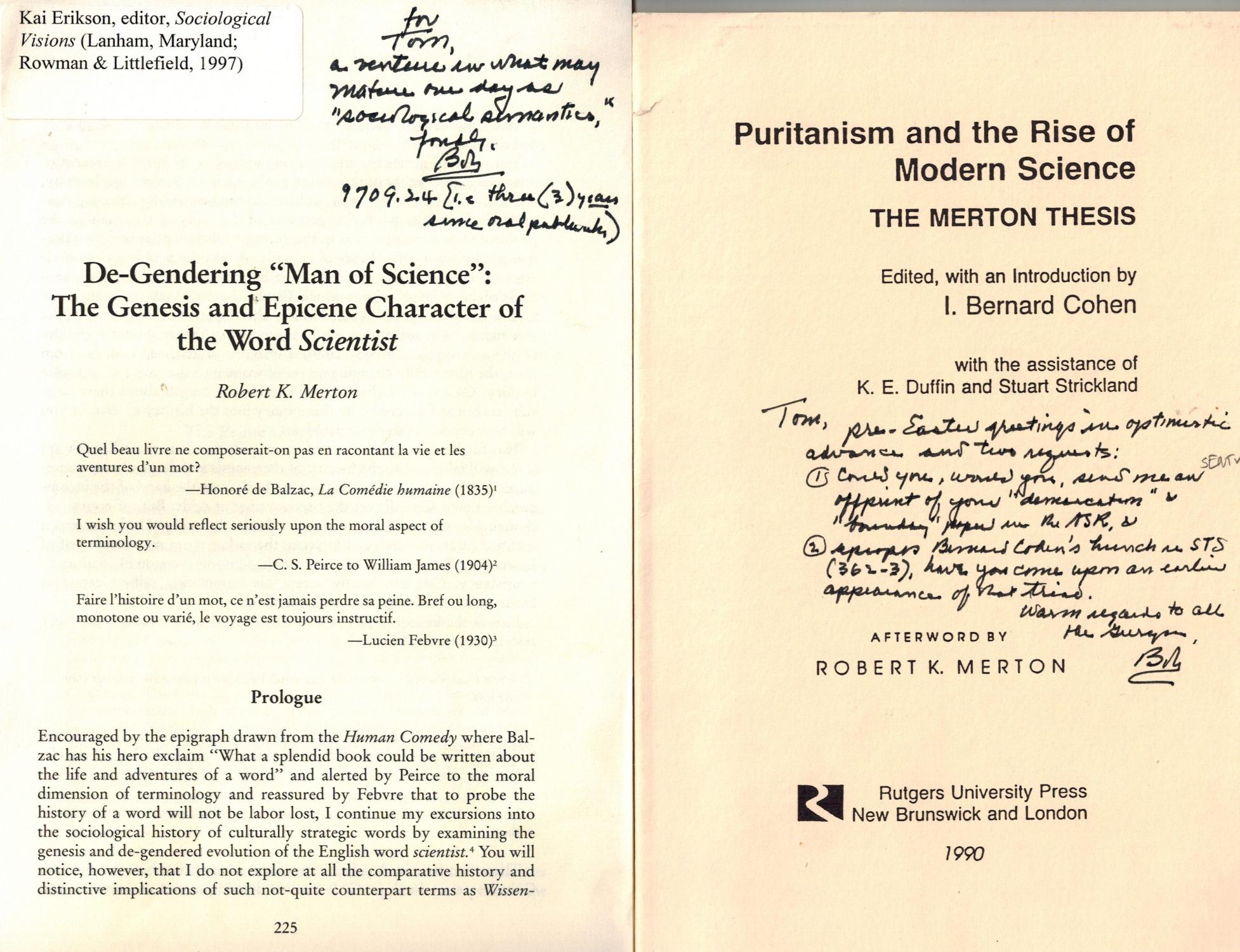 Important Collection of Robert K. Merton Books and Offprints SIGNED AND ...