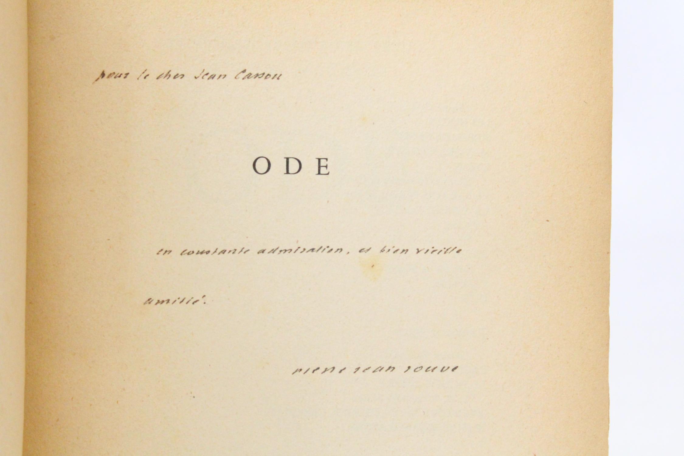 Ode by JOUVE Pierre Jean: couverture souple (1950) Signed by Author(s ...