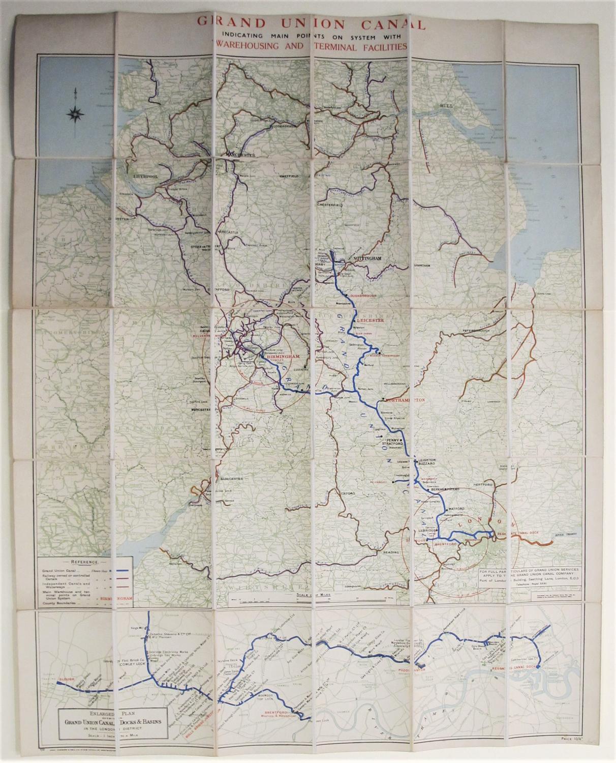 Grand Union Canal indicating main points on system with warehousing and ...