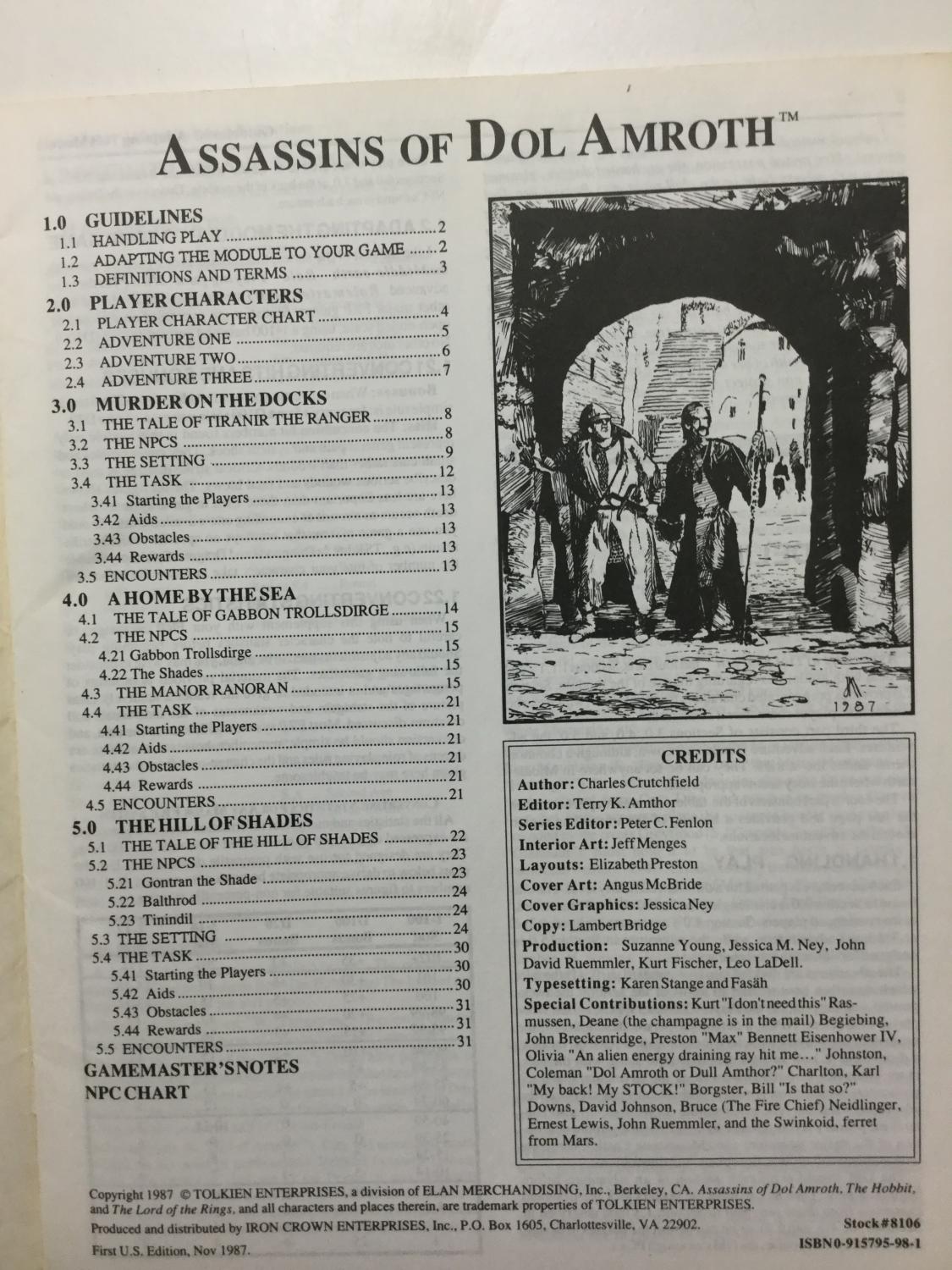 Assassins of Dol Amroth (Middle Earth Role Playing/MERP #8106) by ...
