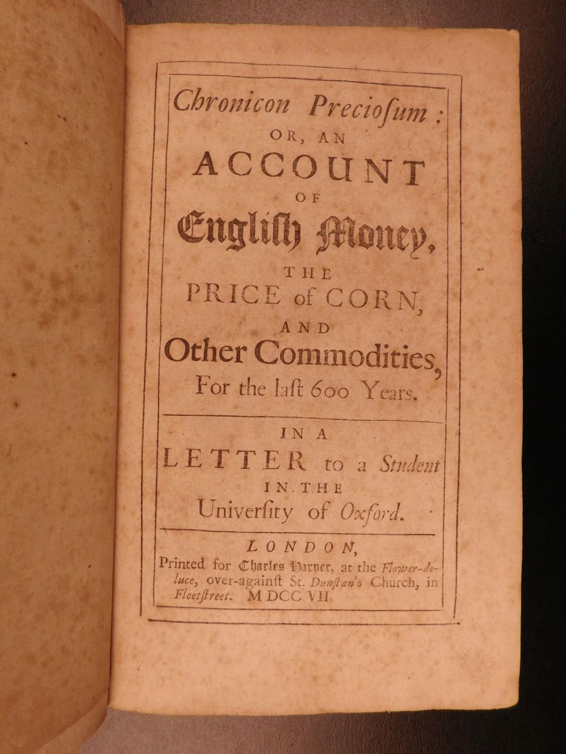 1707 1ed English Money Chronicon Preciosum Economics Finance ...