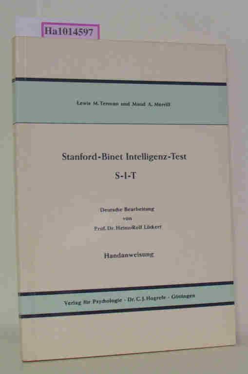 Stanford-Binet Intelligenz-Test S-I-T. Handanweisung. by Terman, Lewis ...