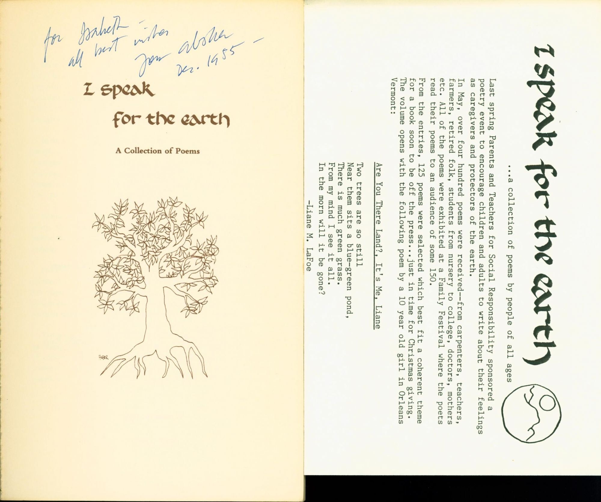 I Speak for the Earth: A Collection of Poems by Absher, Tom et al ...