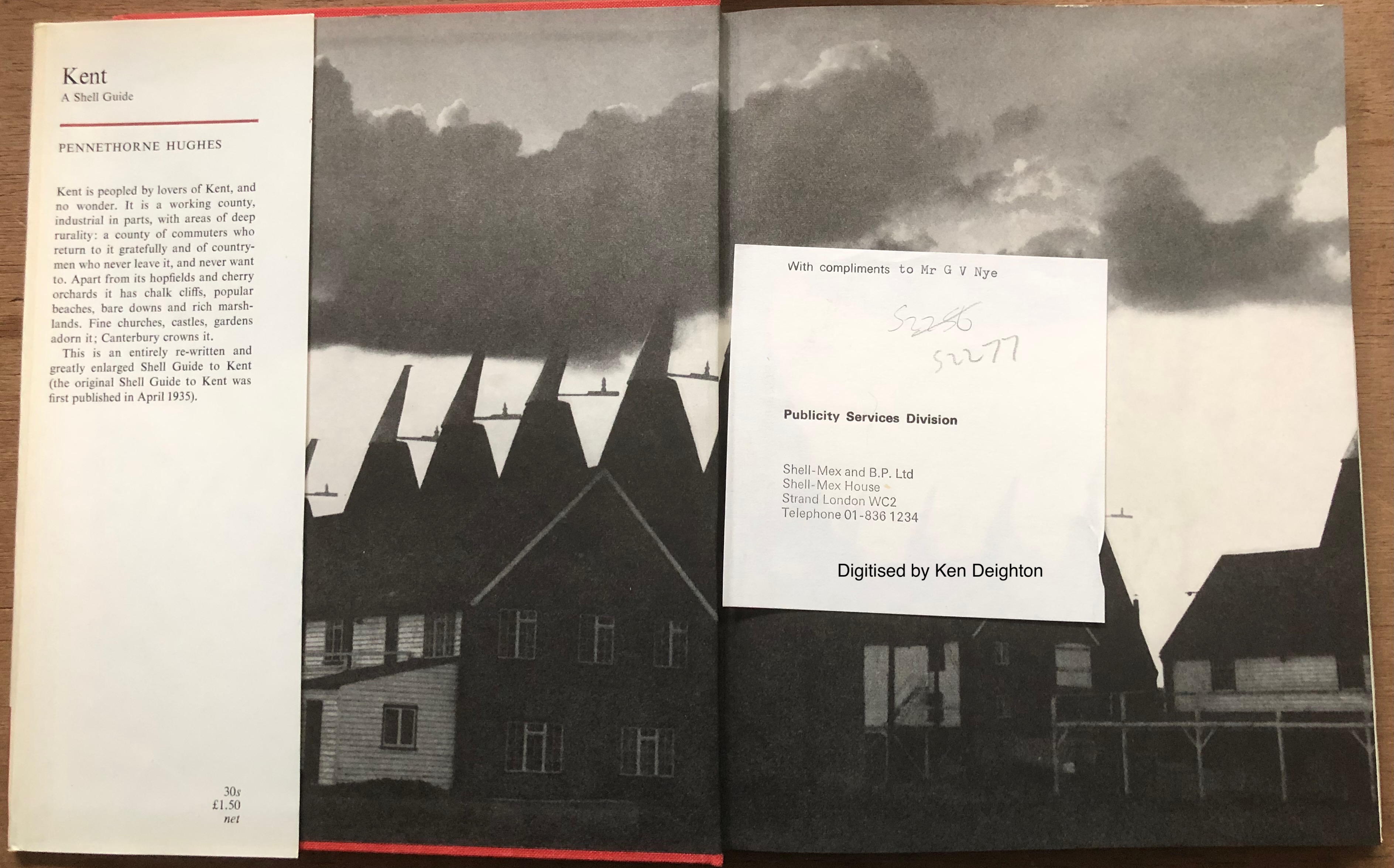 Kent A Shell Guide WITH PUBLISHER'S COMPLIMENTS SLIP TO VERNON NYE THE ...