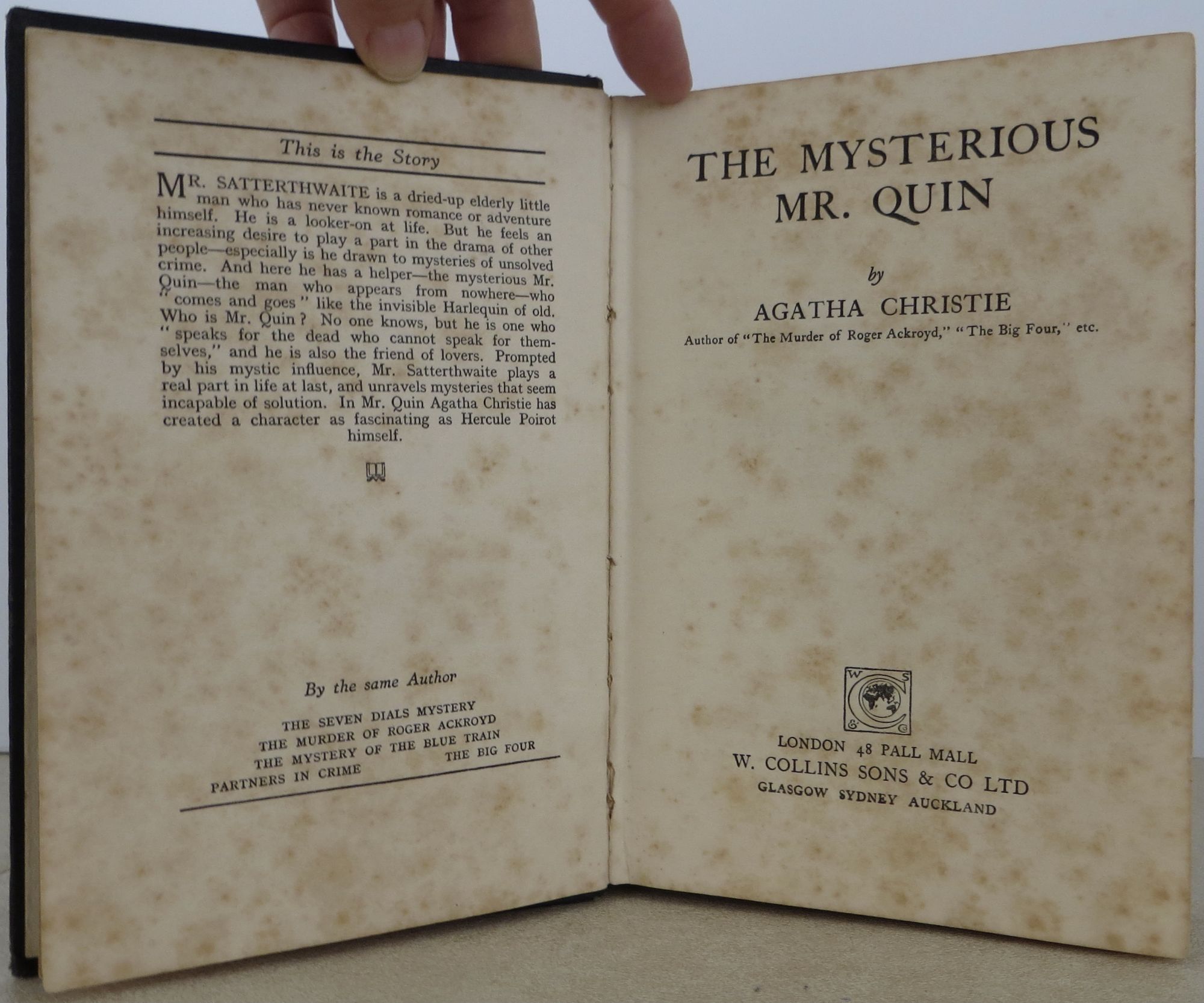 The Mysterious Mr. Quin by Christie, Agatha: Hardcover (1930) 1st ...