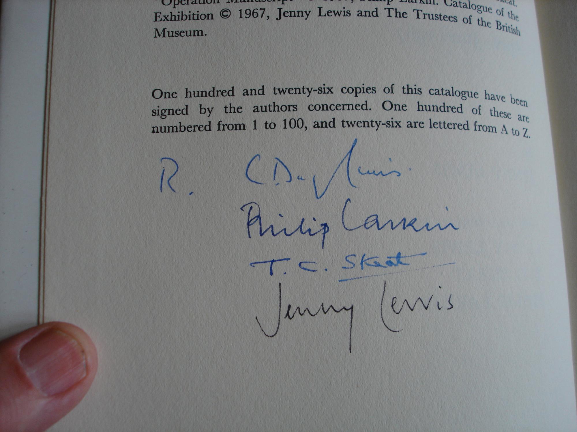 Poetry in the Making - SIGNED & LETTERED by Philip Larkin (Jenny Lewis ...